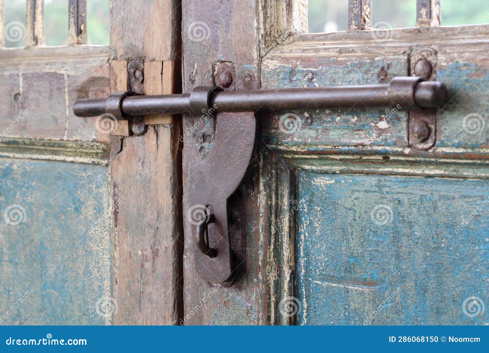 An Old Door Lock on the Old Wooden Door Stock Photo - Image of black ...