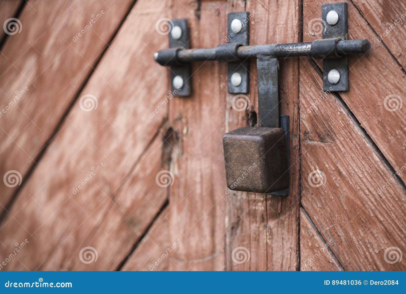 The Old Door Locked with a Padlock Hanging Brackets. Set of Backgrounds ...