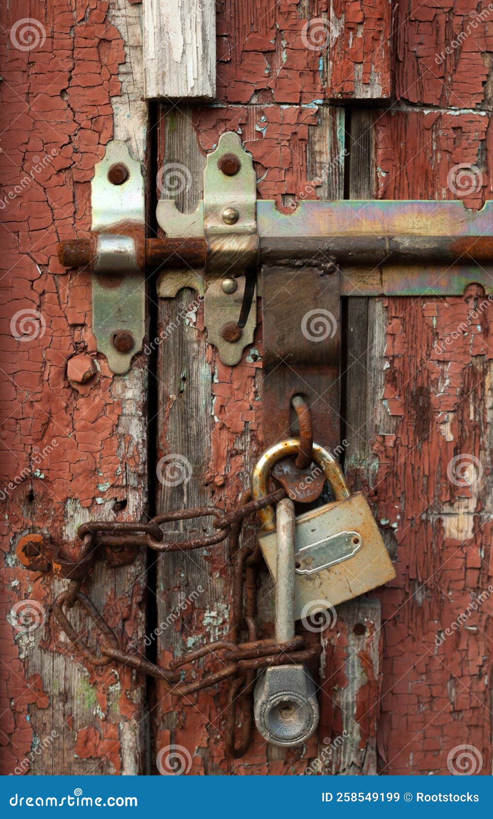 Old Door with Padlock and Latch Stock Image - Image of padlock ...