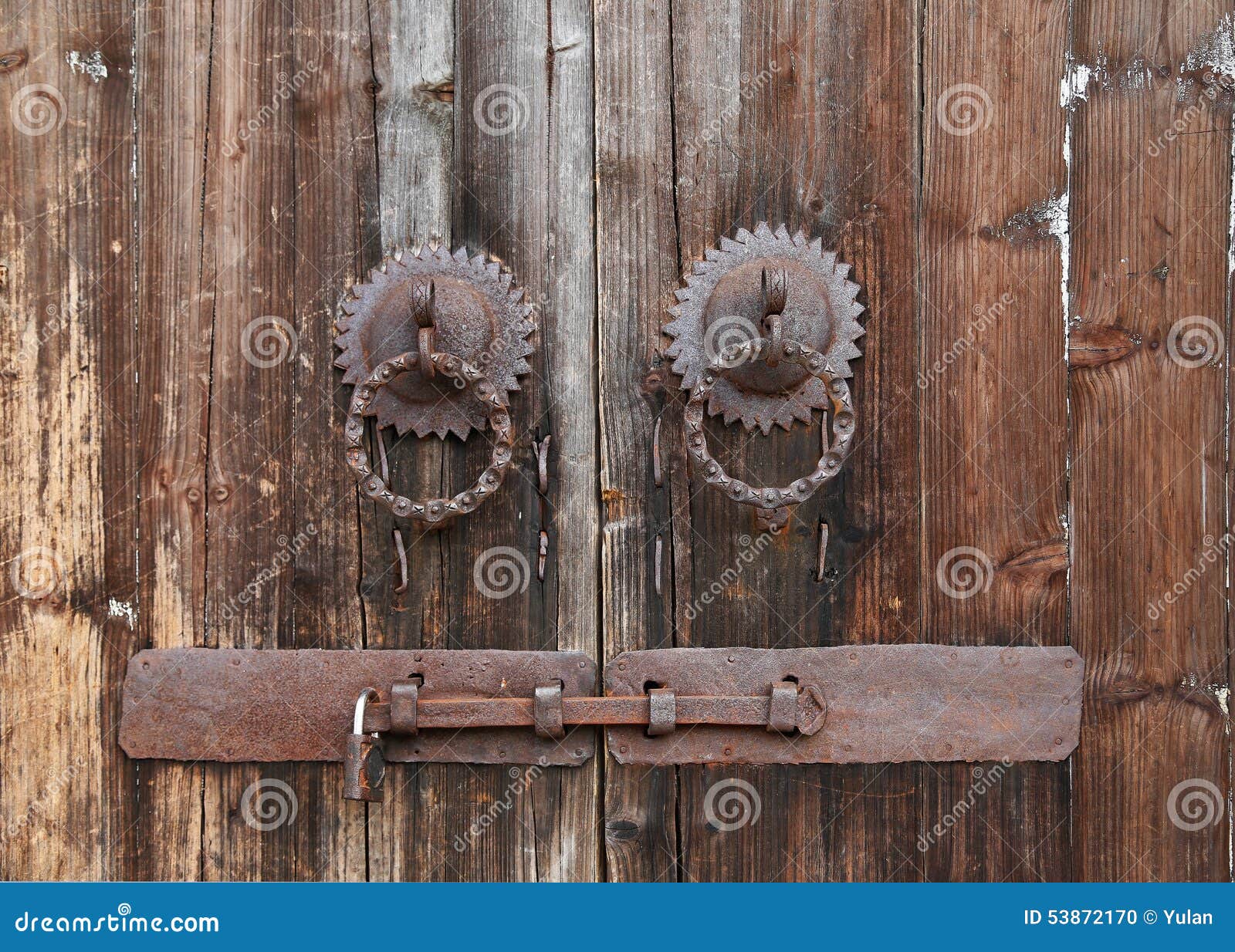 Old Door Ring on a Wood Door Stock Photo - Image of keyhole, brown ...