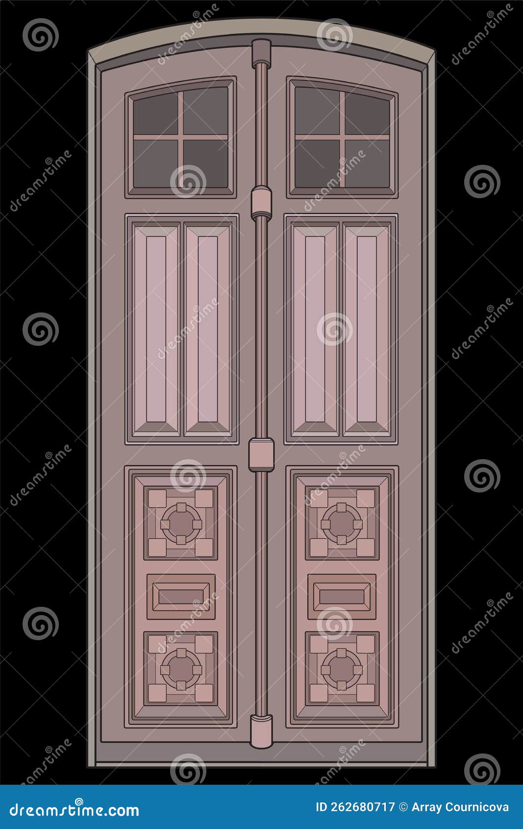 Old Door Vector Art. Old Door Isolated on Bacl Background. Old Door in ...