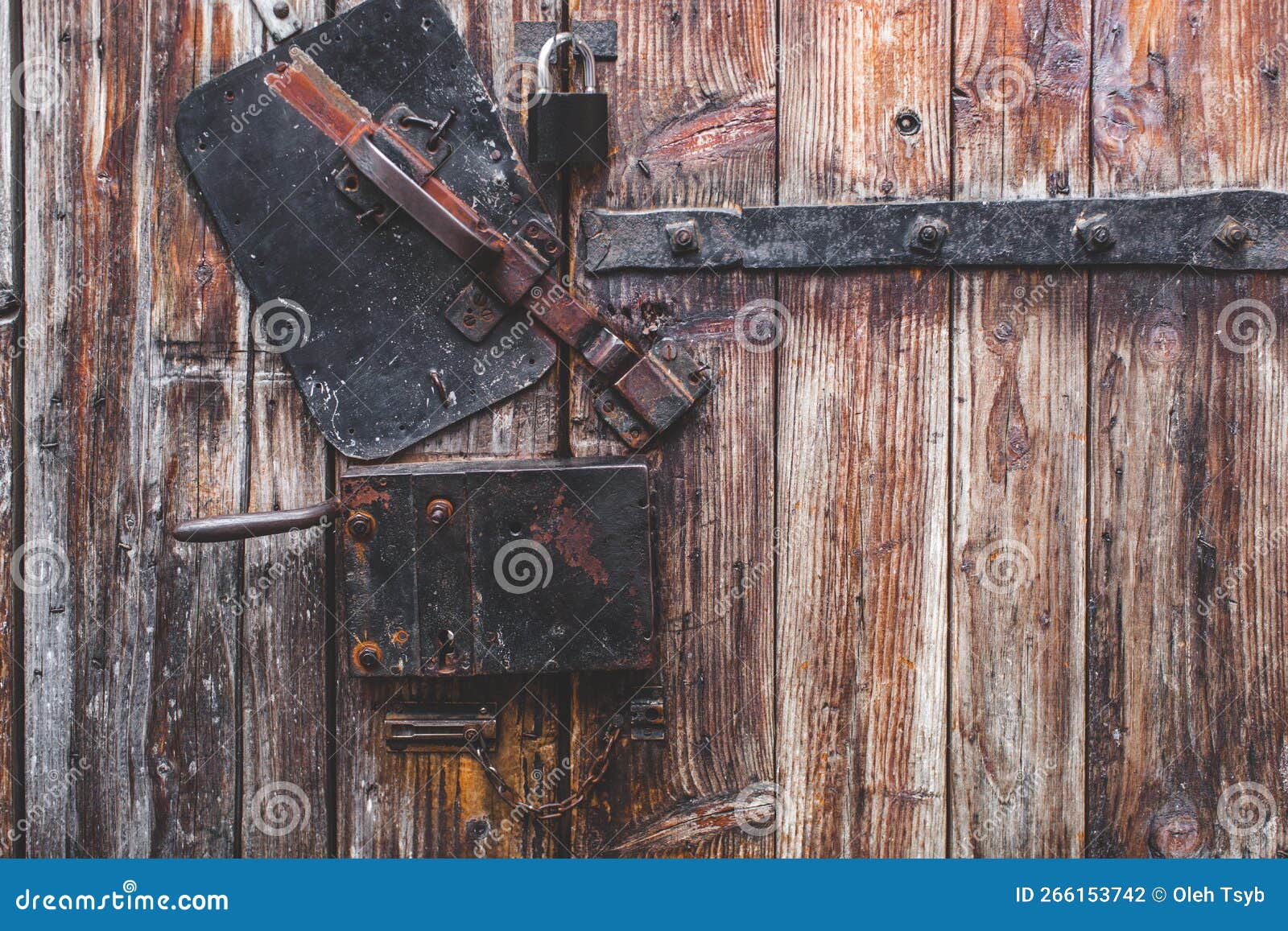 Old Door, Wood Texture, Metal Latch Lock Stock Photo - Image of gate ...