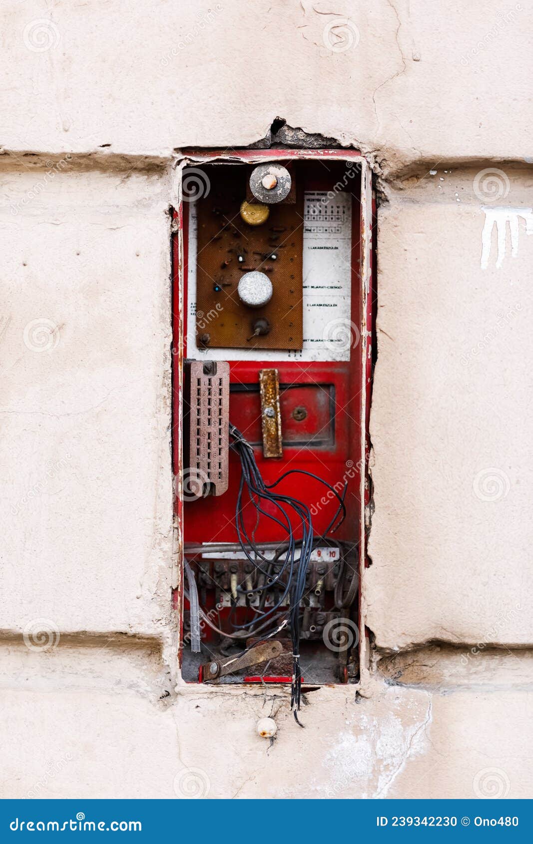 Old Doorbell Button Panel and Intercom. Stock Photo - Image of video ...