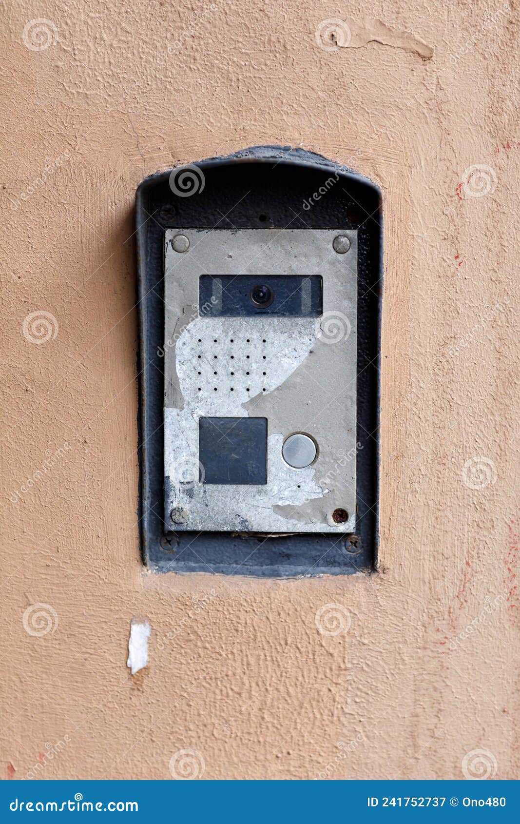 Old Doorbell Button Panel and Intercom. Stock Image - Image of home ...