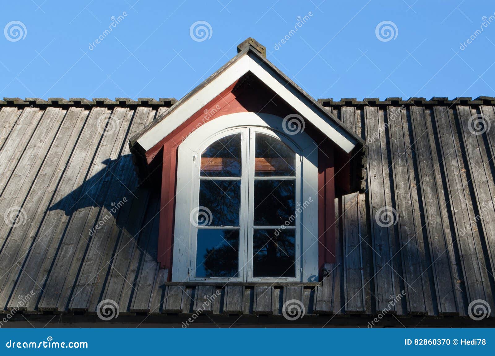 Old dormer window stock photo. Image of roof, wooden - 82860370