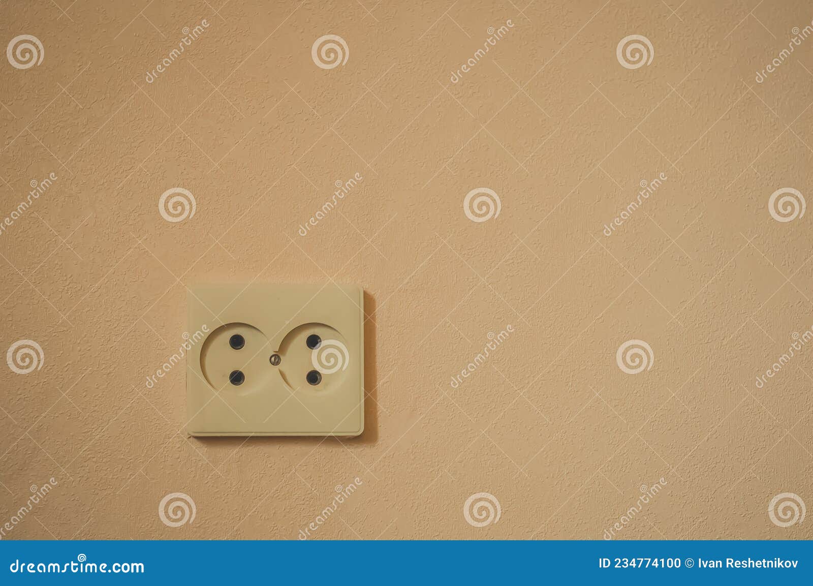 Old Double Wall-built Electrical Outlet. Background, Selective Focus ...