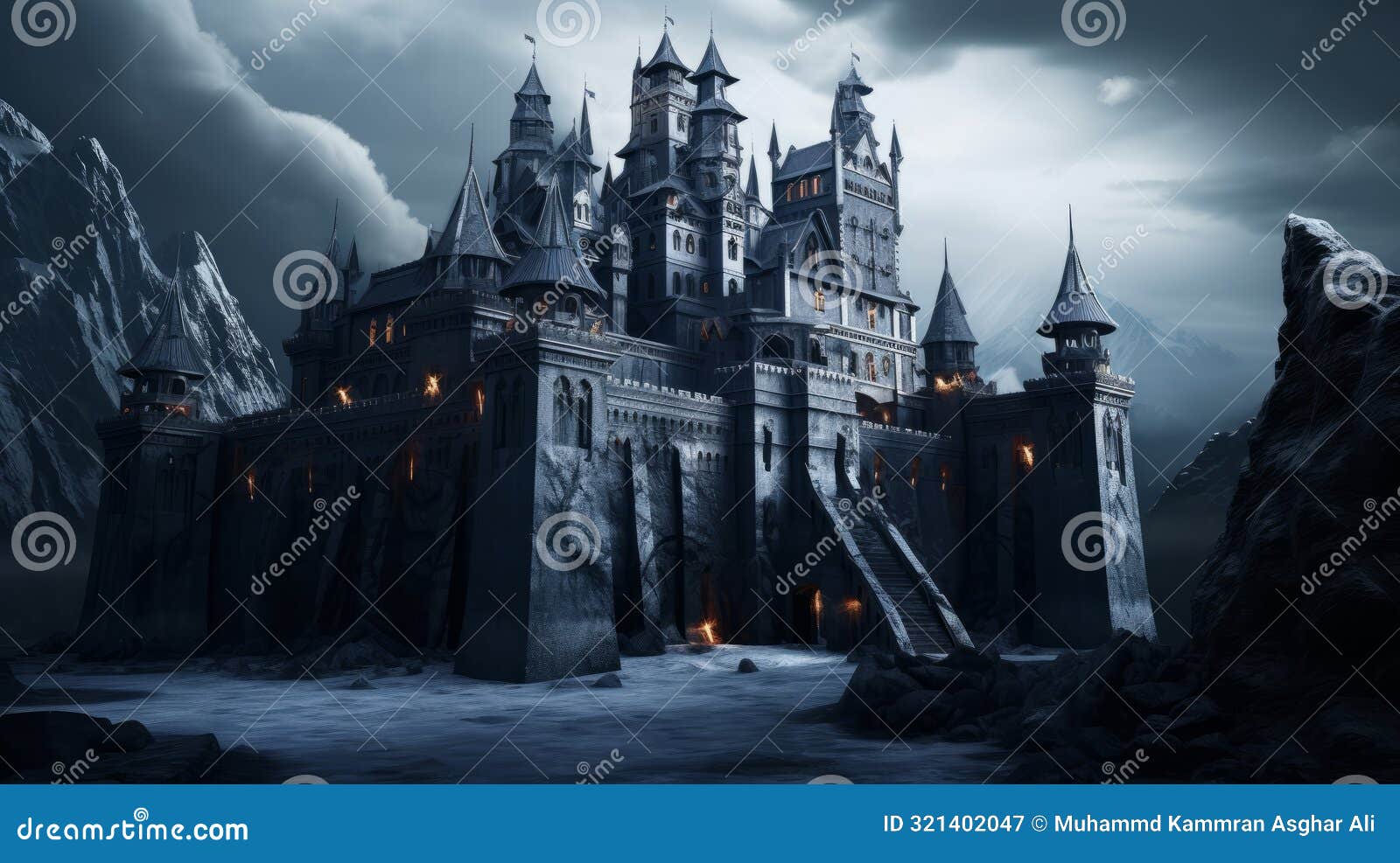 Old Dracula Vampire Castle 3d Render Stock Illustration - Illustration ...