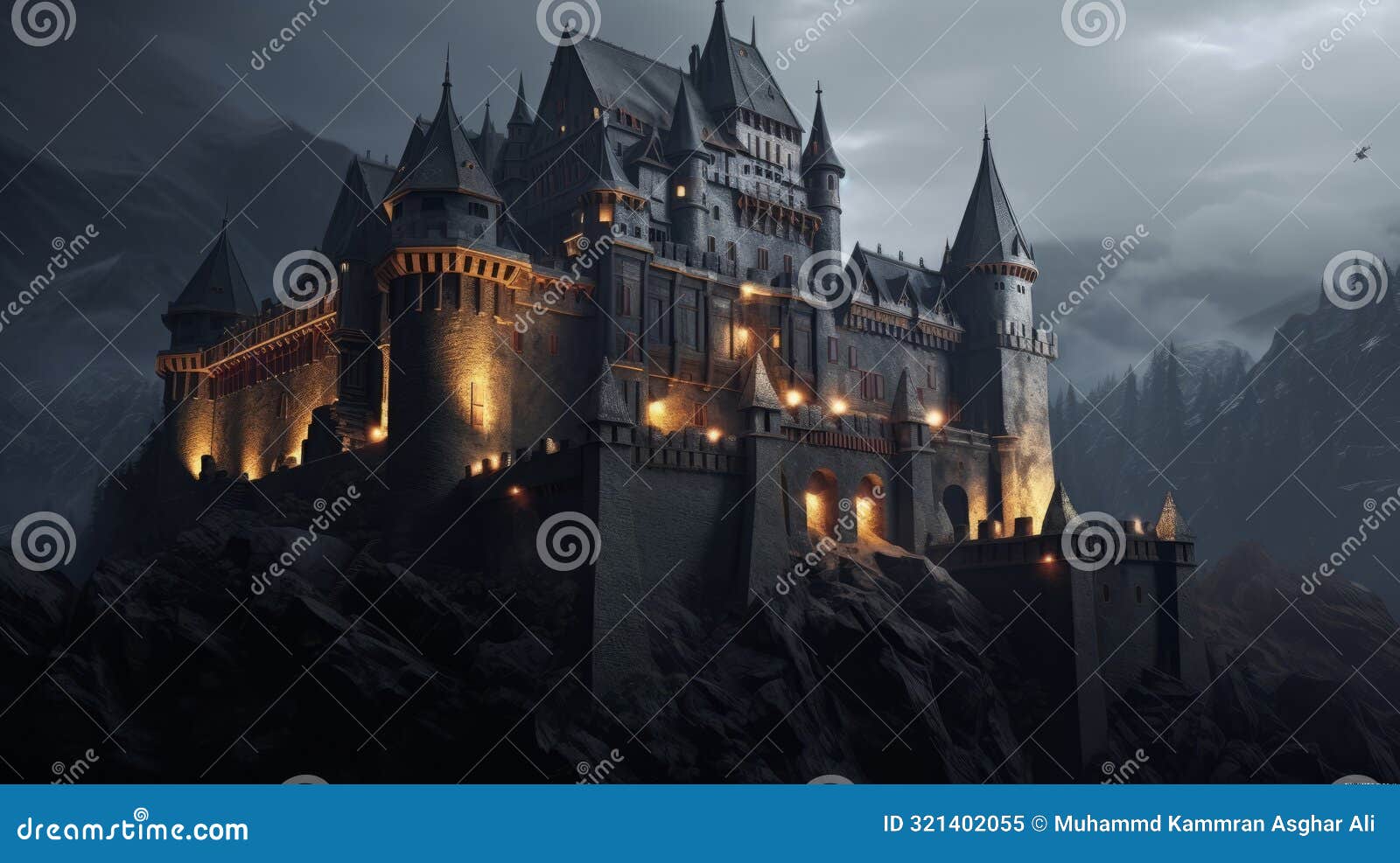 Old Dracula Vampire Castle 3d Render Stock Illustration - Illustration ...