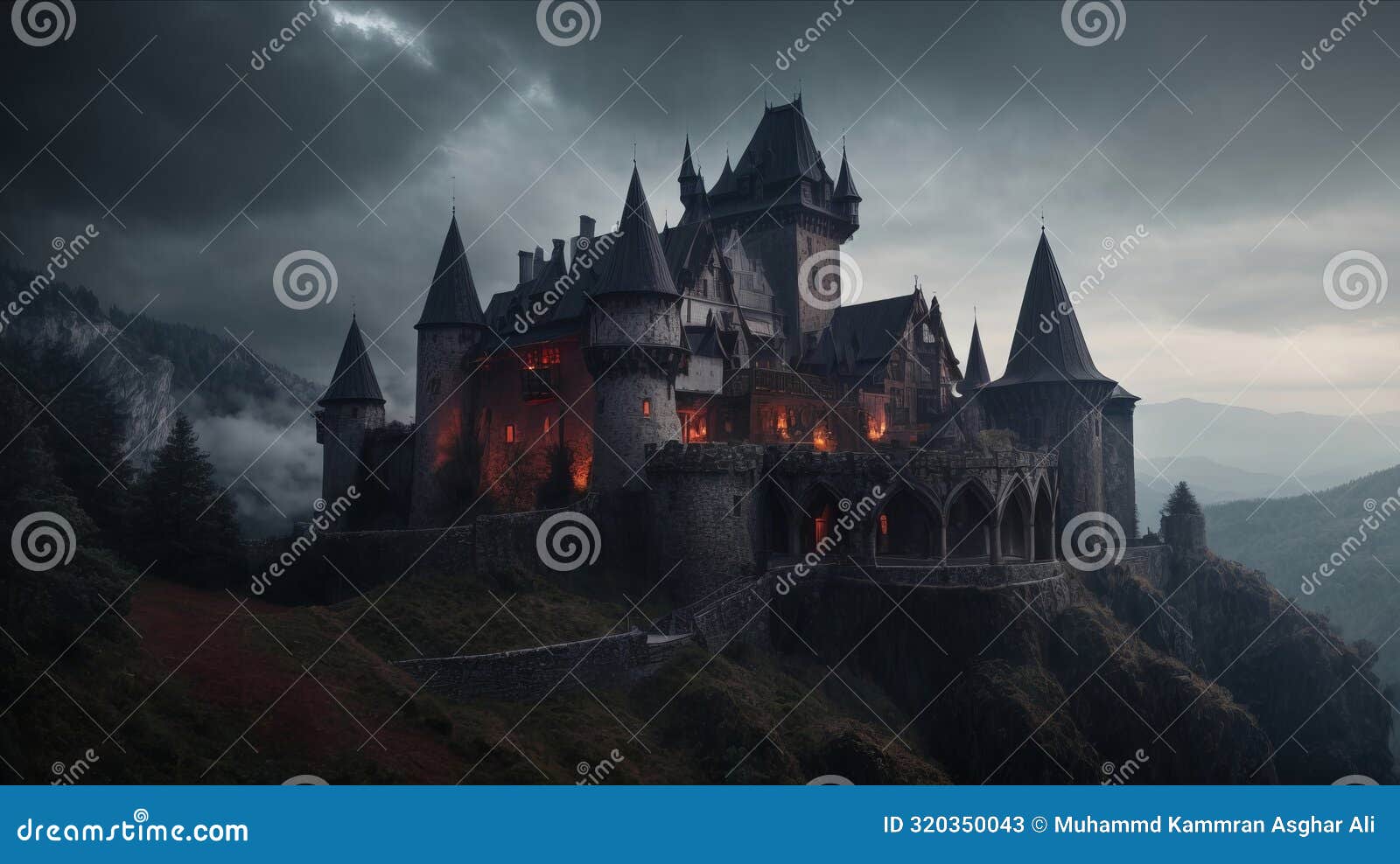 Old Dracula Vampire Castle 3d Render Generative AI Stock Illustration ...