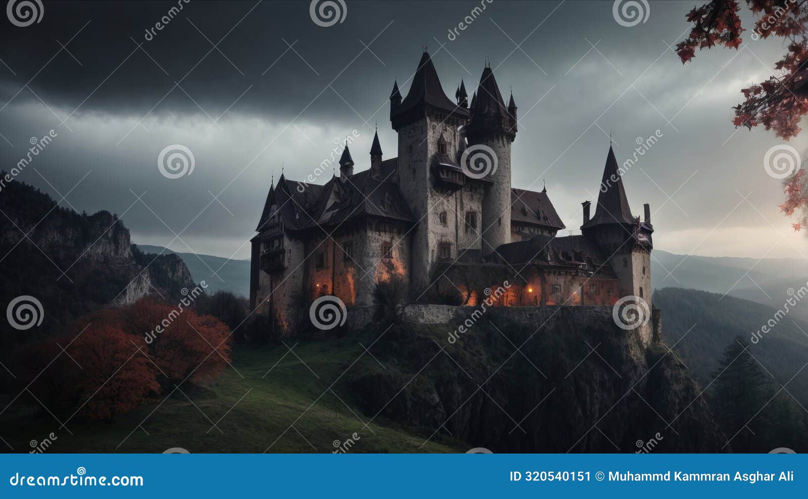 Old Dracula Vampire Castle 3d Render Stock Illustration - Illustration ...