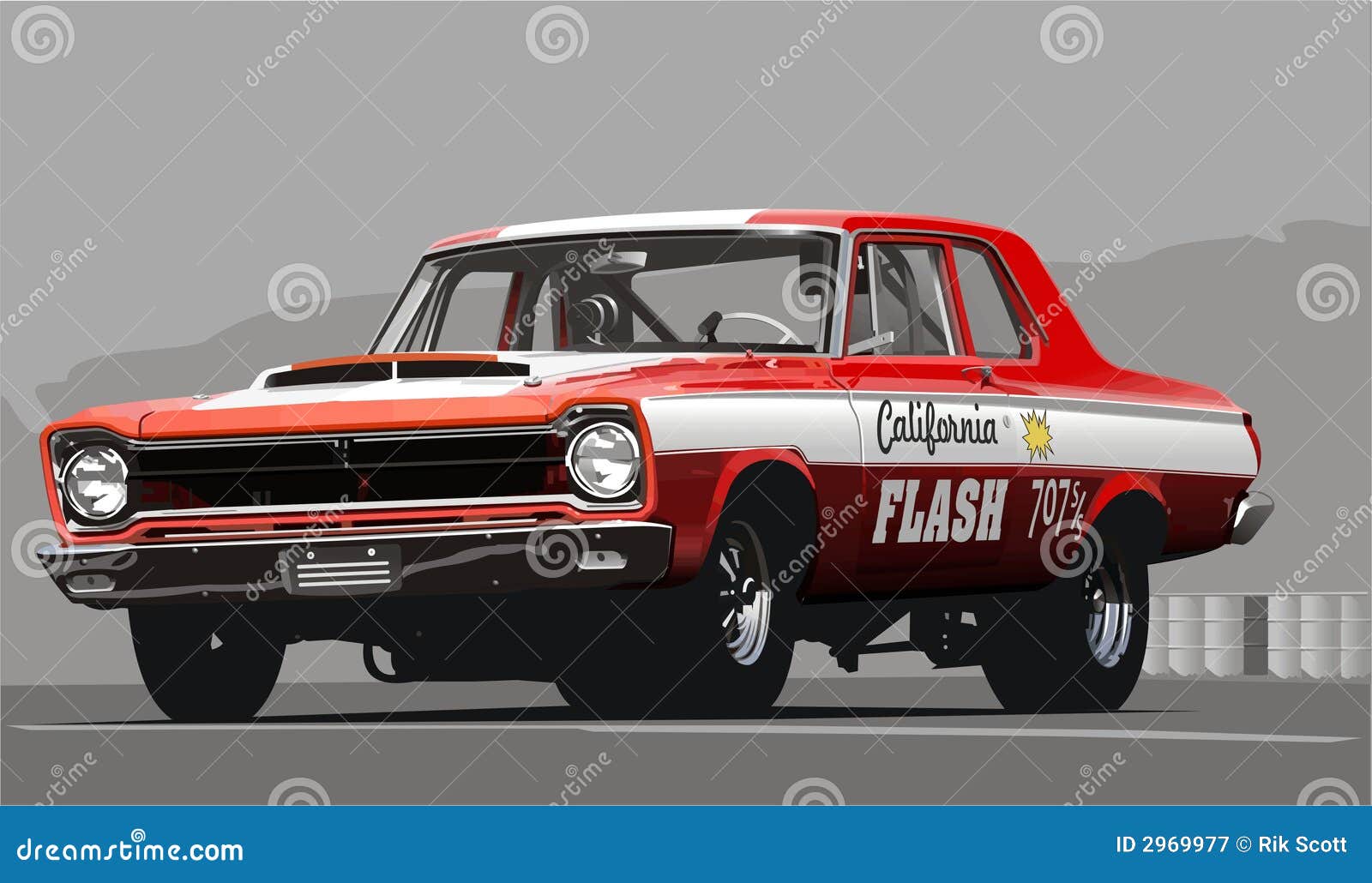 Red Drag Car Cartoon Vector | CartoonDealer.com #2454953