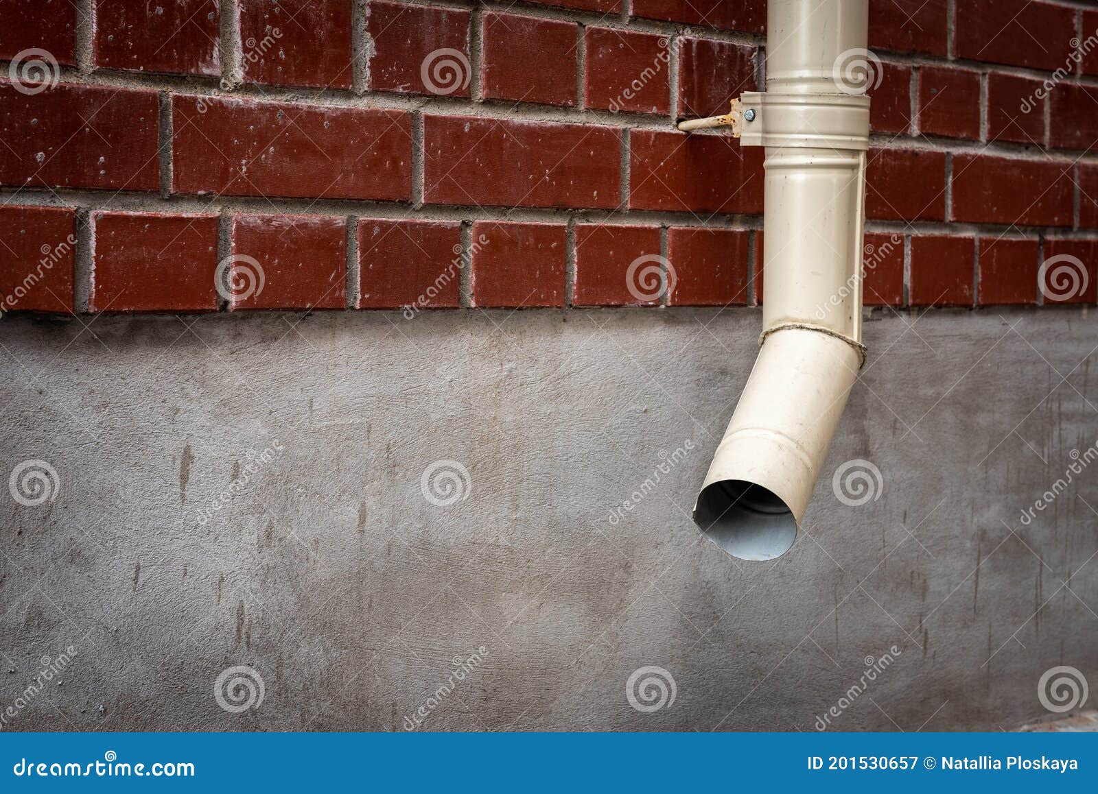 Old Drain Pipe on the Brown Brick Wall. Downspout Stock Image - Image ...