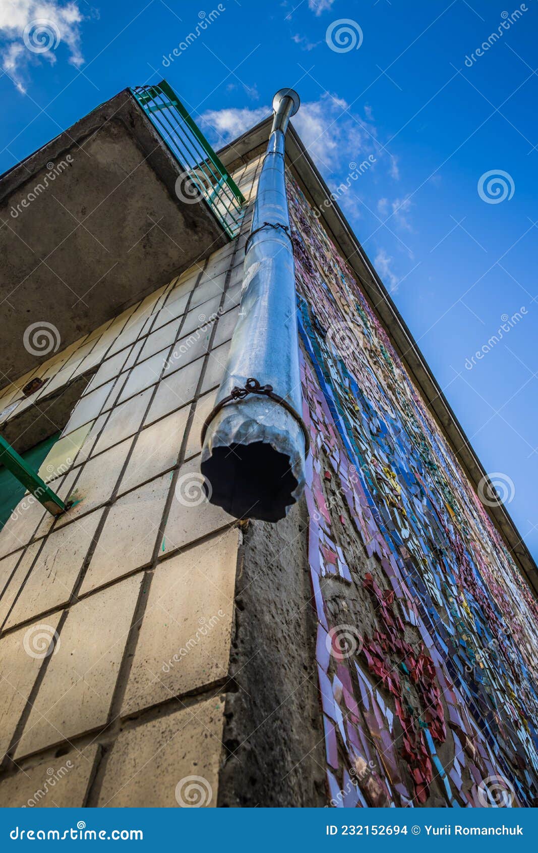 An Old Drainpipe at the Corner of a Building. the Old Downpipe is ...