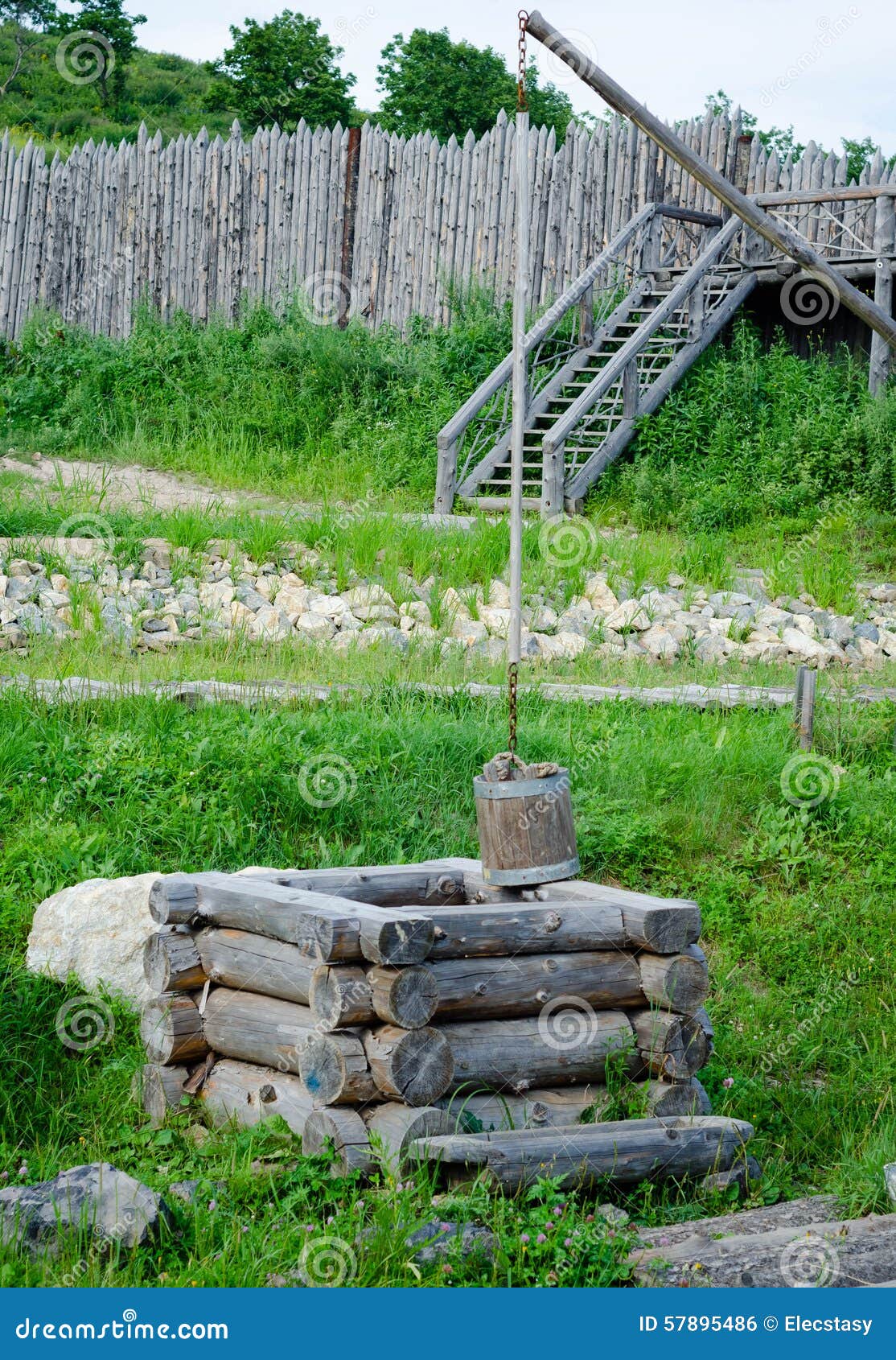 Old Draw Well with Wooden Bucket Stock Photo - Image of medieval ...