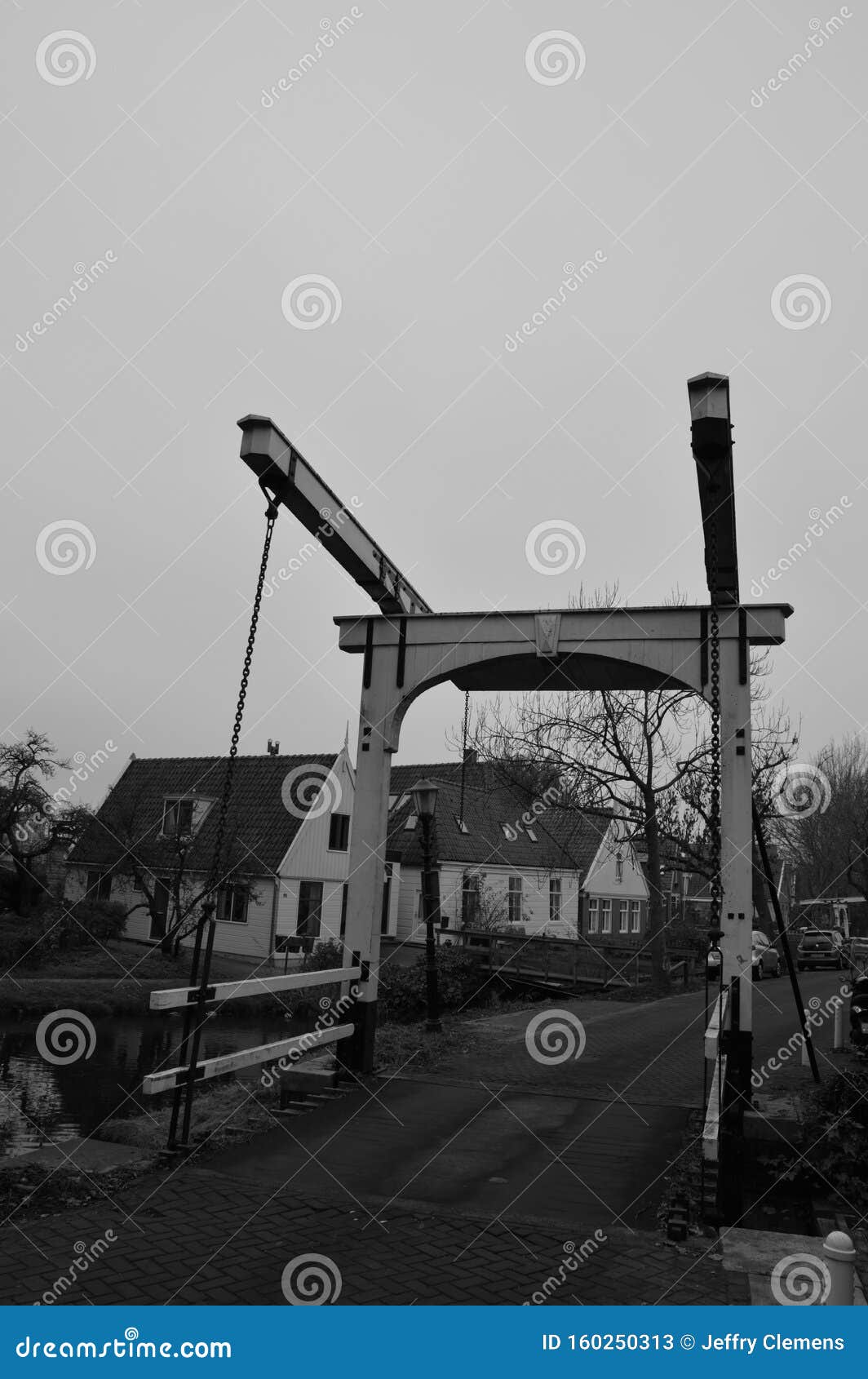 A Old Drawbridge, Mono Style Stock Image - Image of rural, history ...
