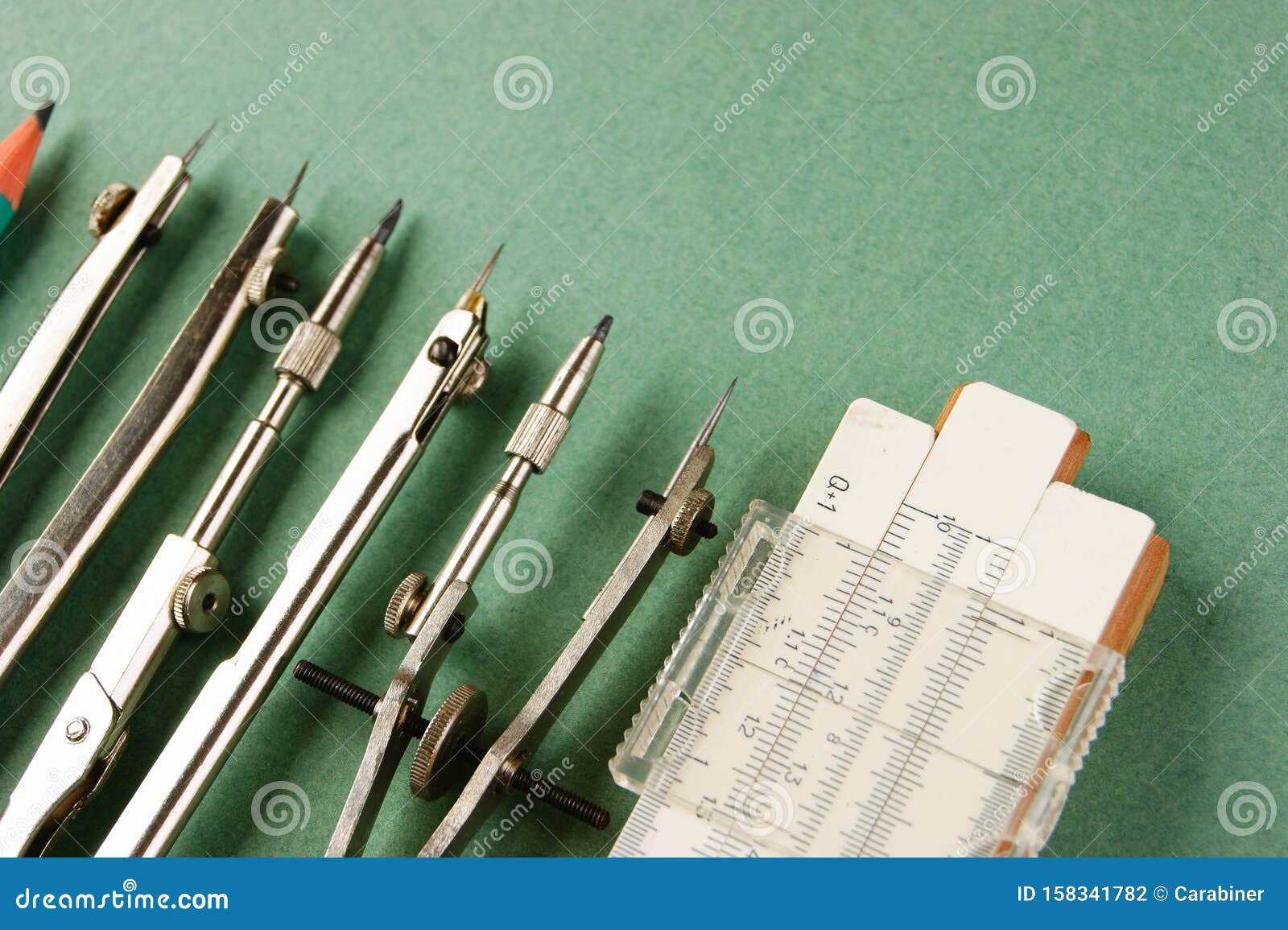 Old drawing tools stock photo. Image of compass, geometric - 158341782