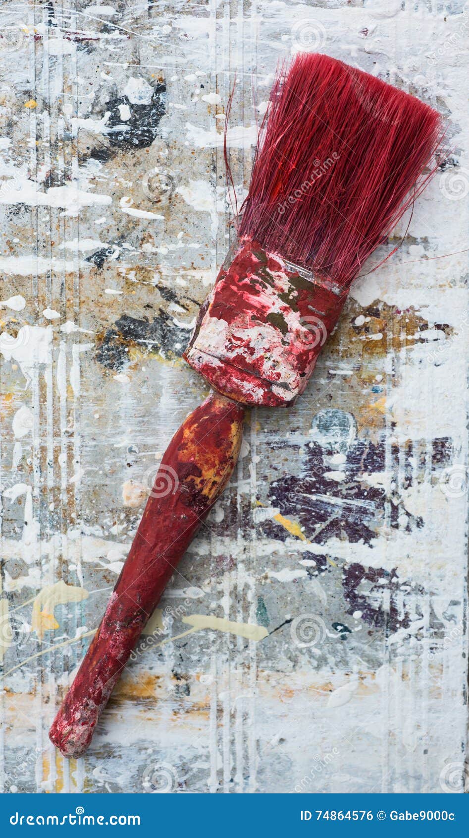 Old Dried Red Stained Paint Brush Stock Photo - Image of design ...
