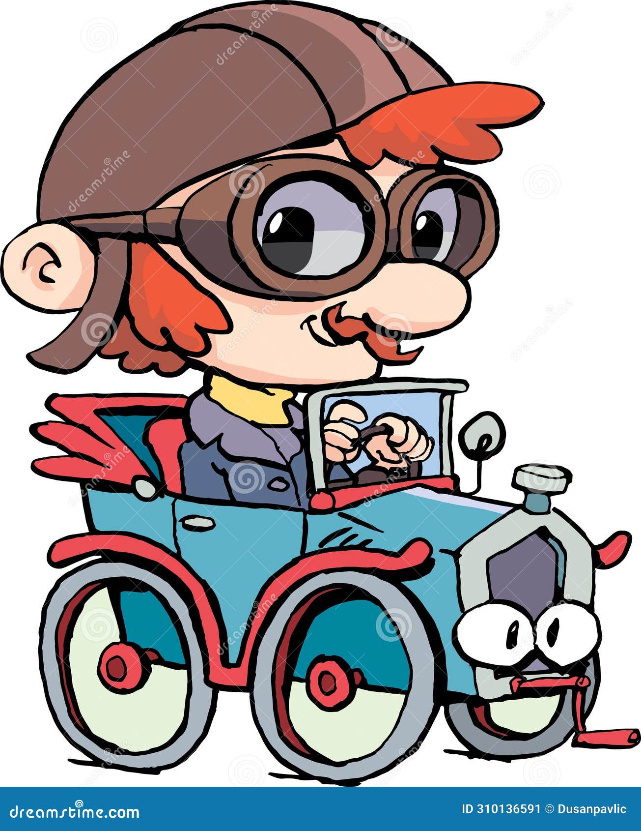 Old Driver in a Vintage Car Stock Vector - Illustration of engine ...