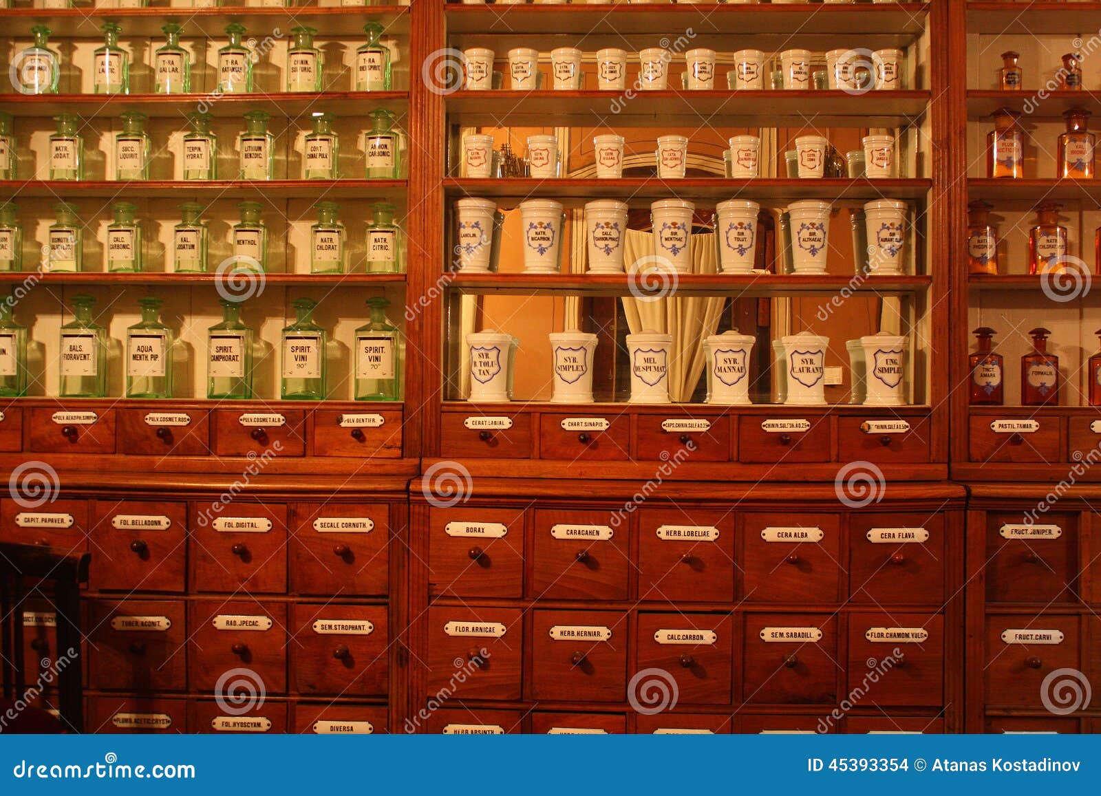 Old Drugstore, Pharmacy, Bottles and Vials. Stock Photo - Image of ...