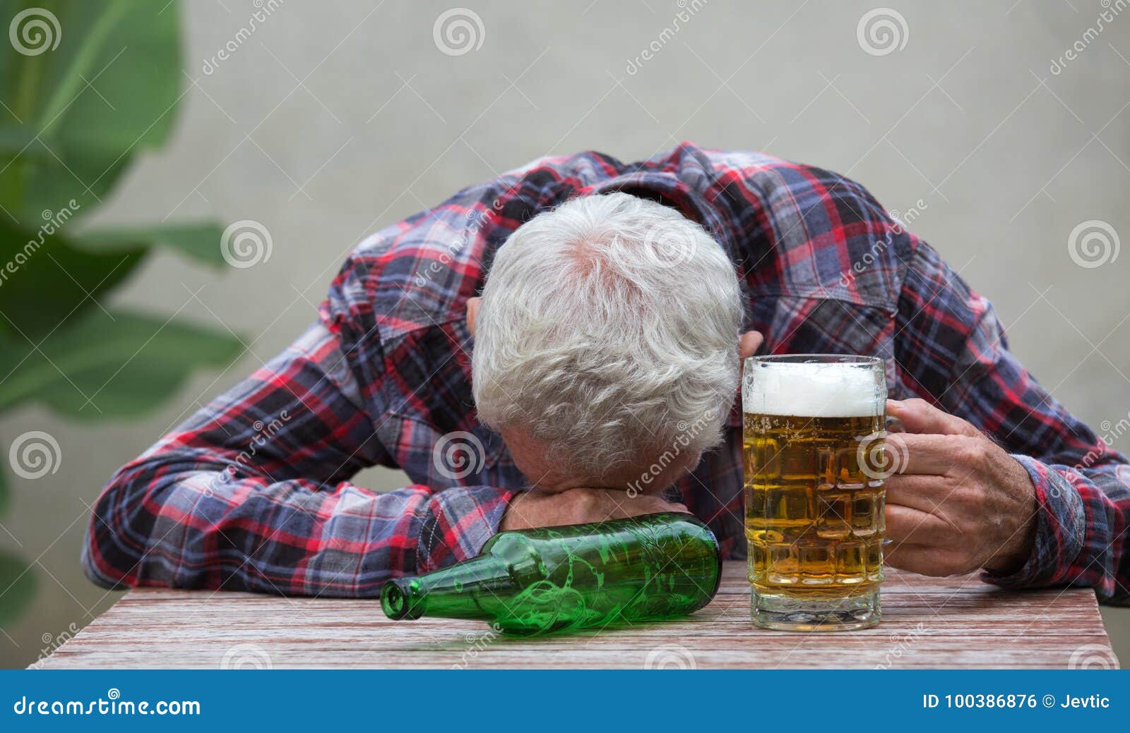 Old Drunk Man Sleeping at Table Stock Photo - Image of hangover ...