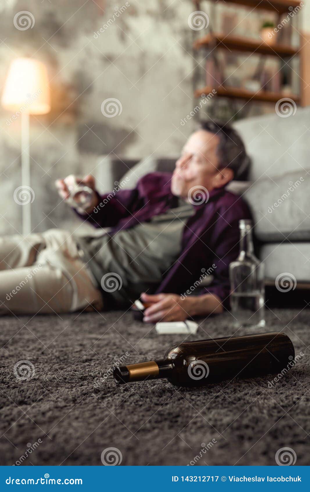 Old Drunk Man Tasting Out Different Types of Alcohol Stock Image ...
