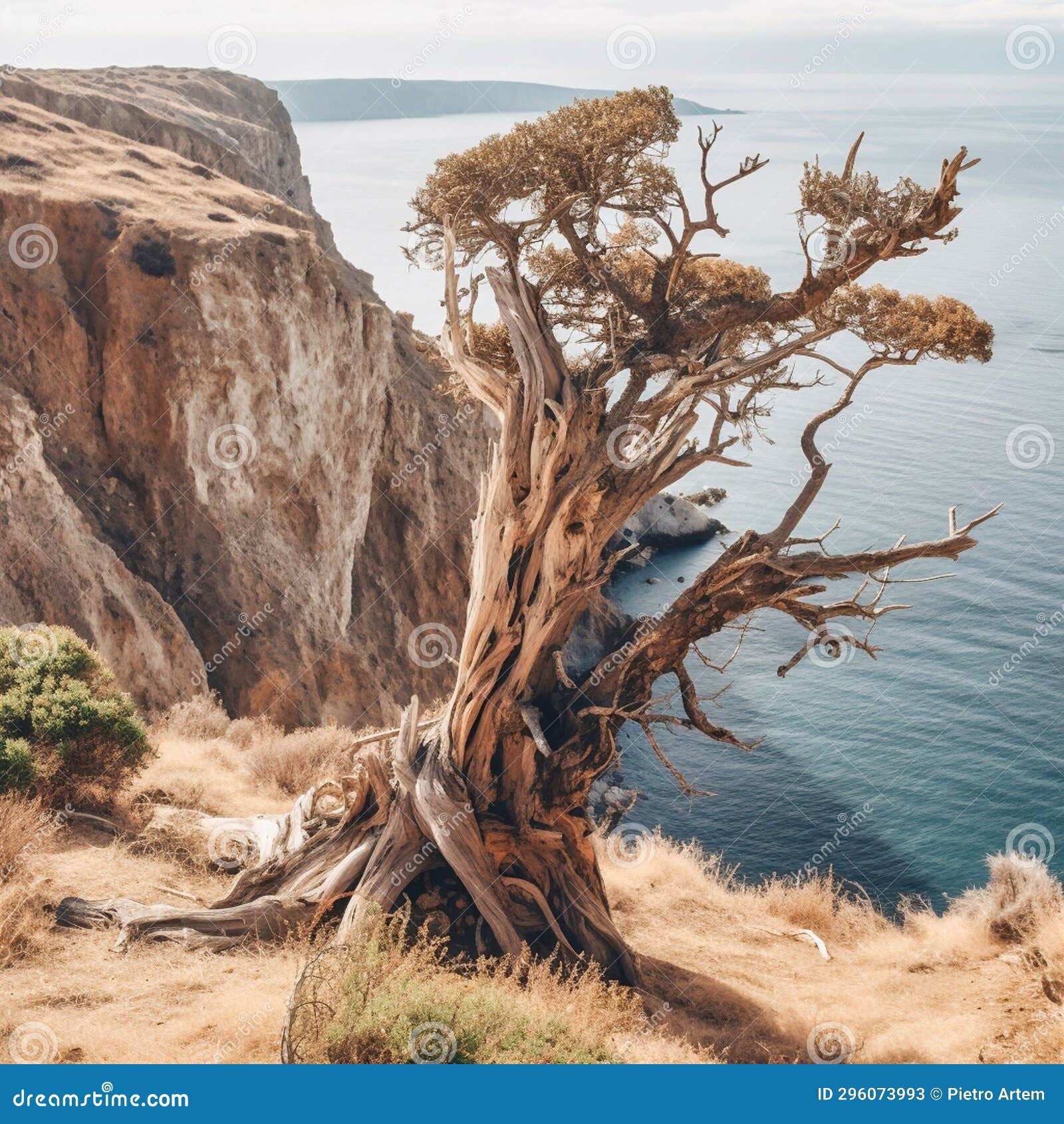 An Old Dry Tree on a Cliff Above a Cliff, Stock Image - Image of sunny ...