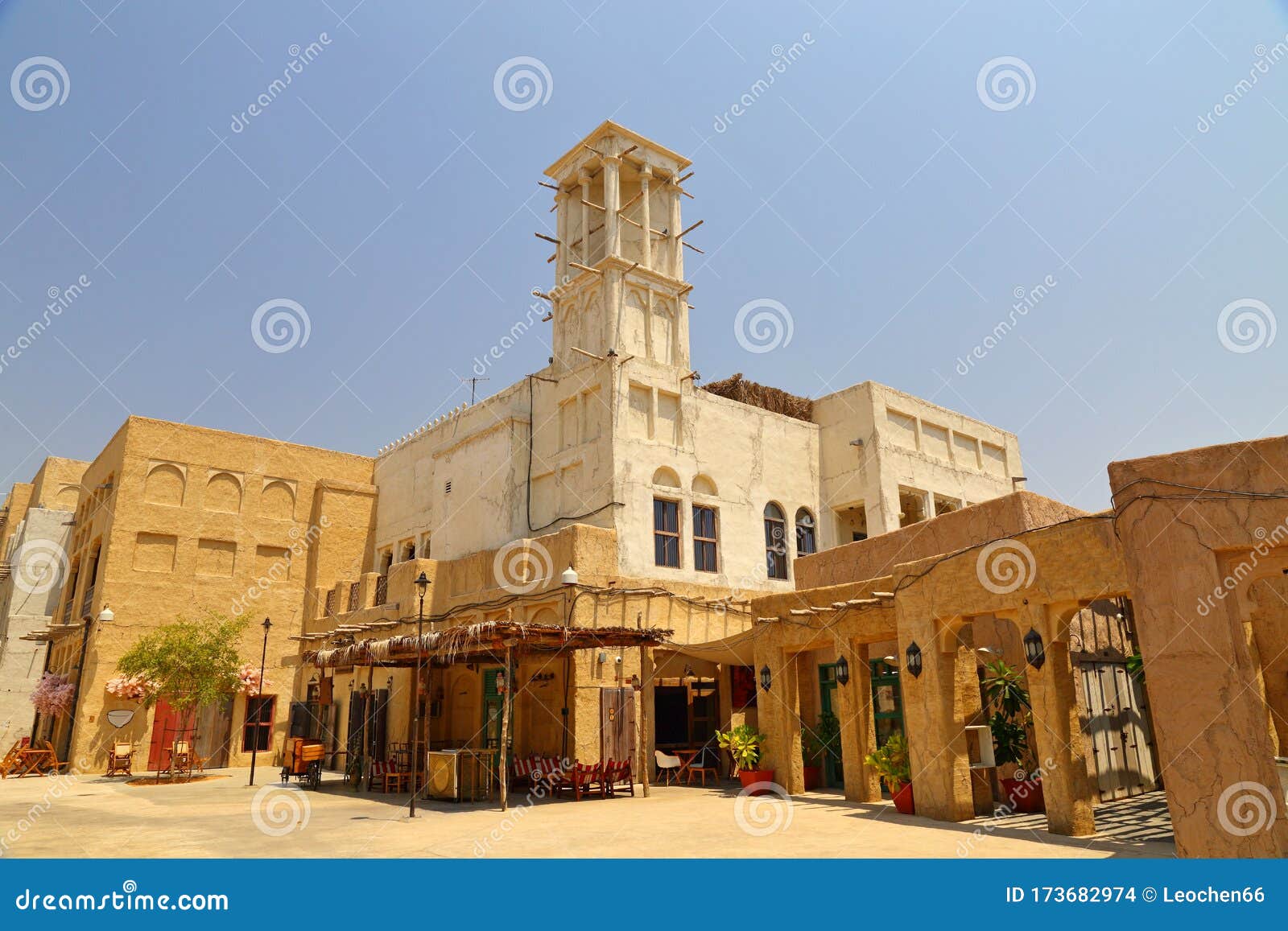 Old Dubai Of Buildings And Traditional Arabian Streets Historical Al