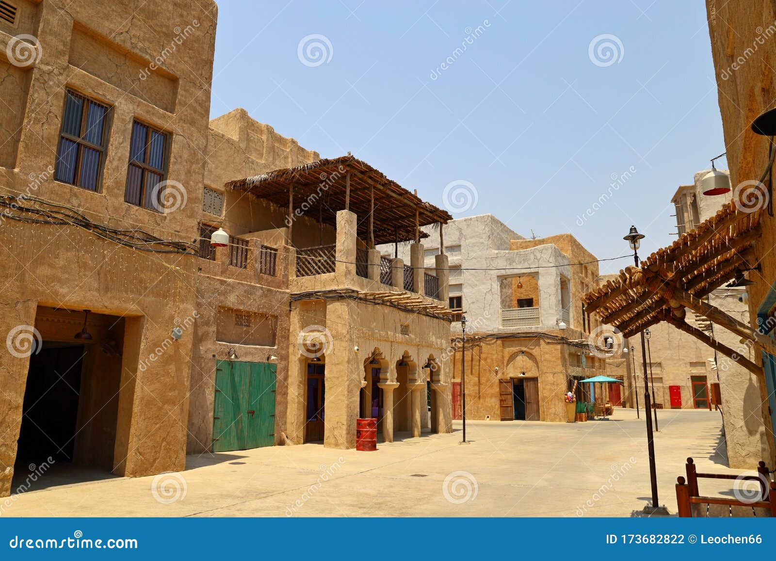 Old Dubai Of Buildings And Traditional Arabian Streets Historical Al
