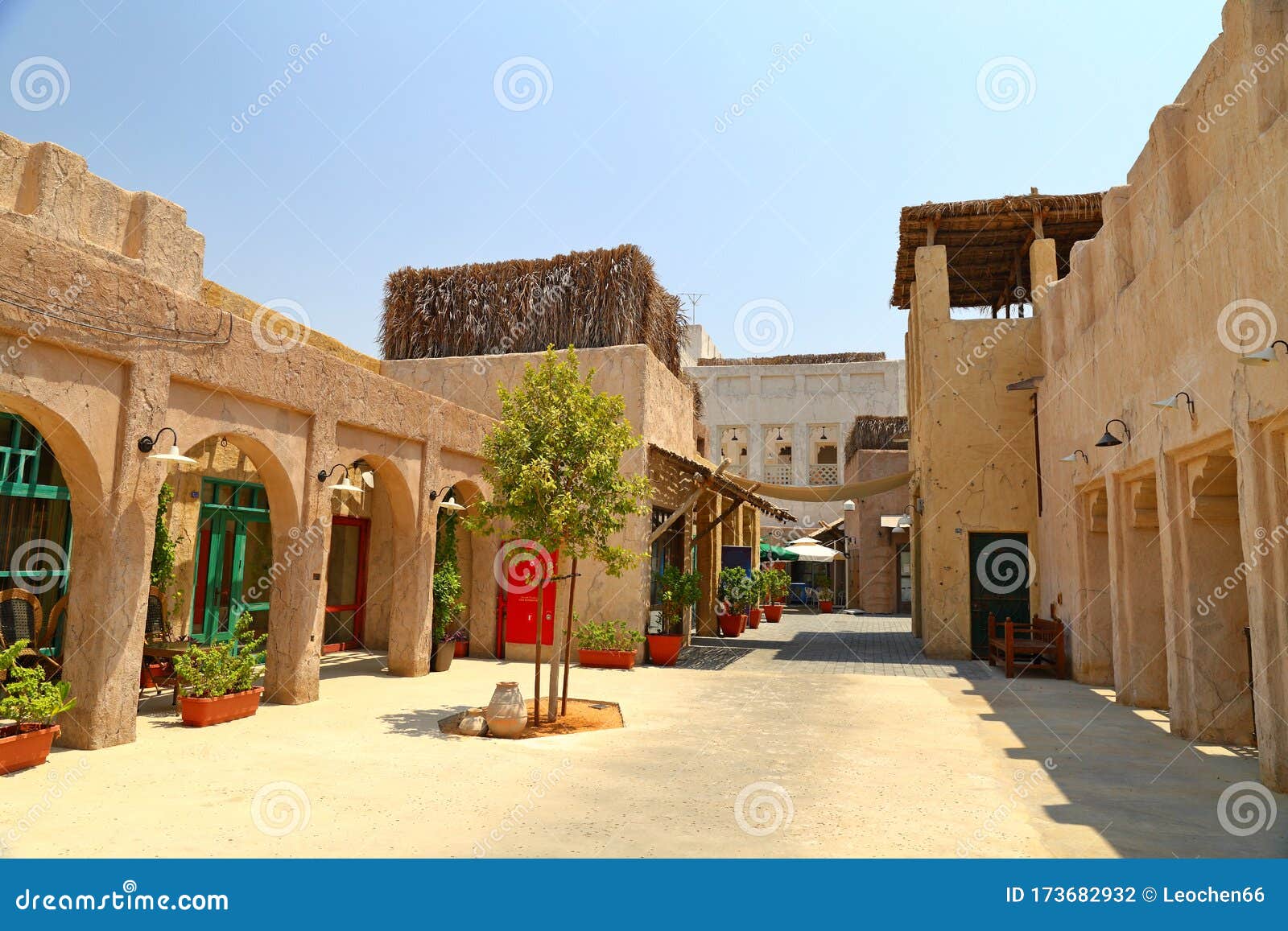 Old Dubai Of Buildings And Traditional Arabian Streets Historical Al