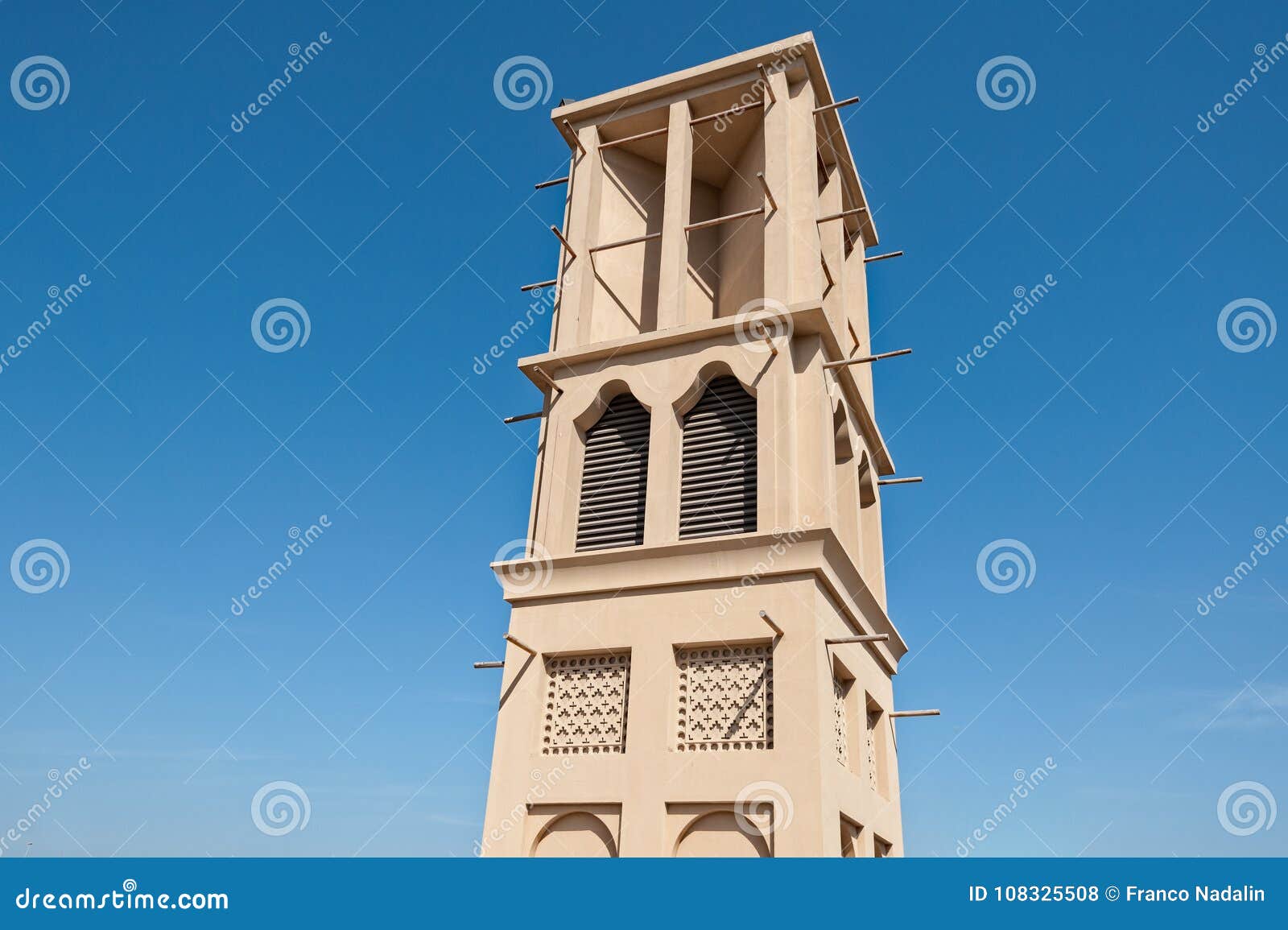 Old Dubai with Classical Wind Tower Stock Photo - Image of tower ...