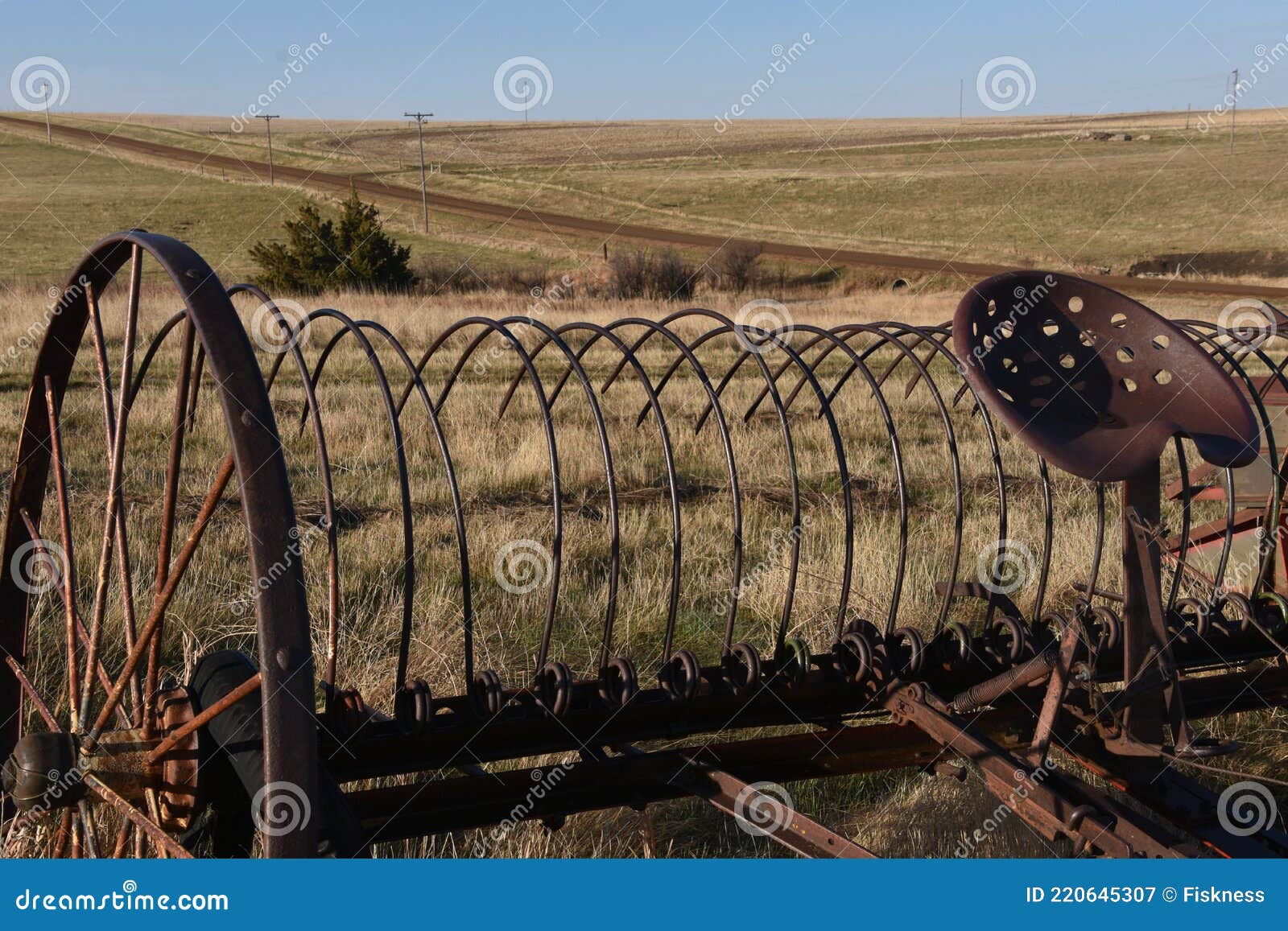 An Old Dump Rake Use for Making Windrows in the Haying Process Stock ...