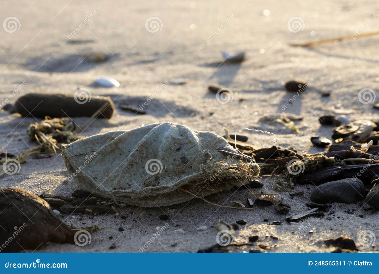 Old Dust Mask Washed Ashore on a Beach Stock Image - Image of trash ...