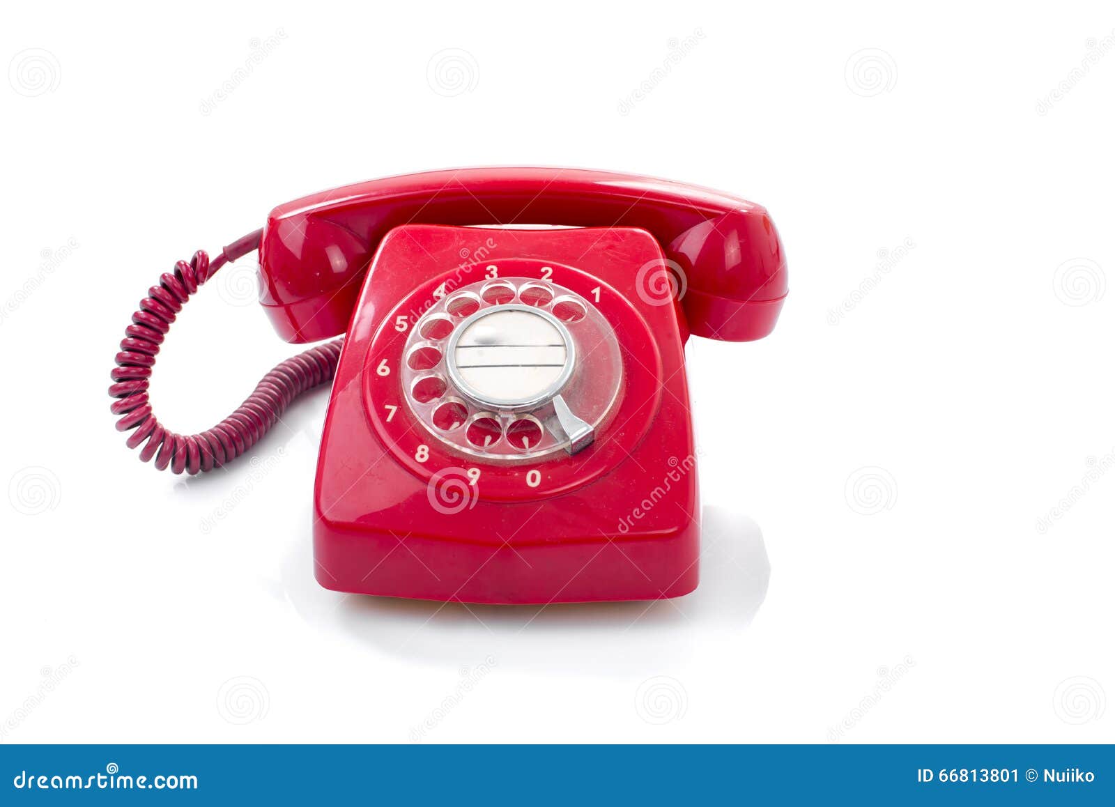 Old and Dust Red Retro Phone on White. Stock Image - Image of obsolete ...