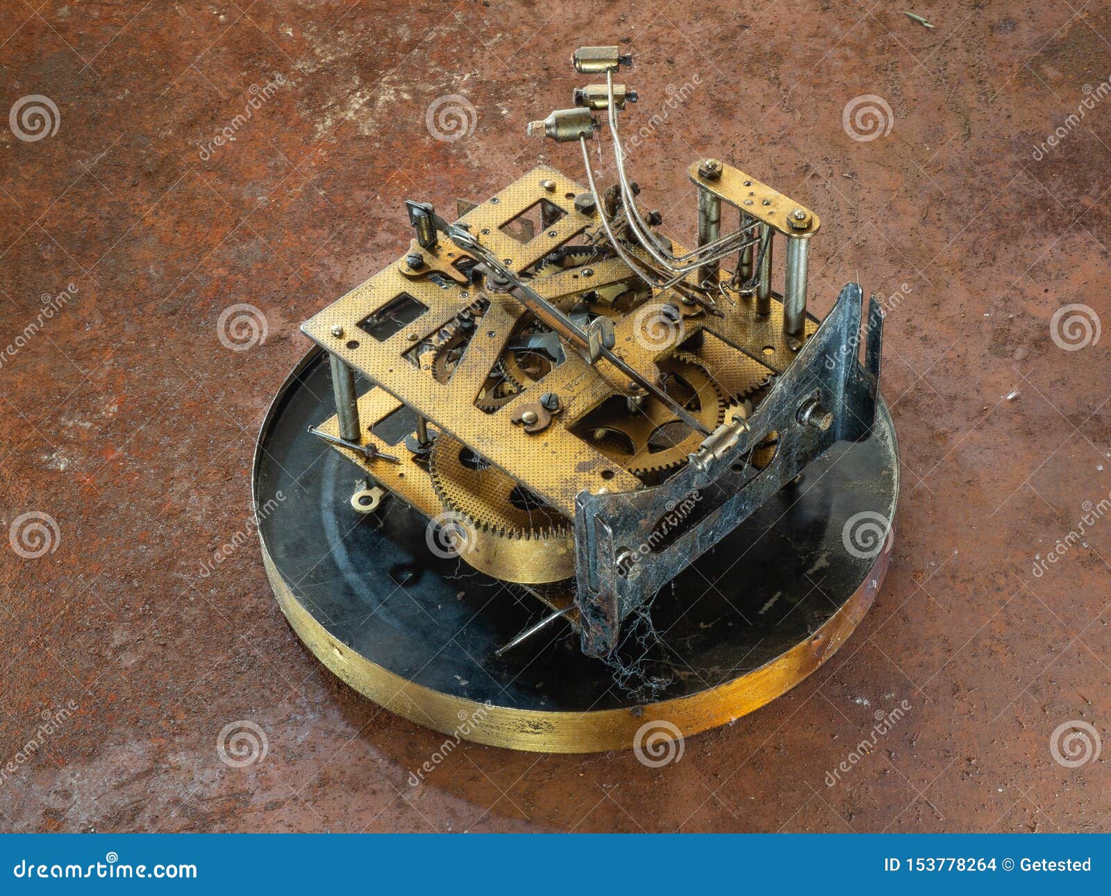 Old dusty clockwork stock photo. Image of engine, clock - 153778264