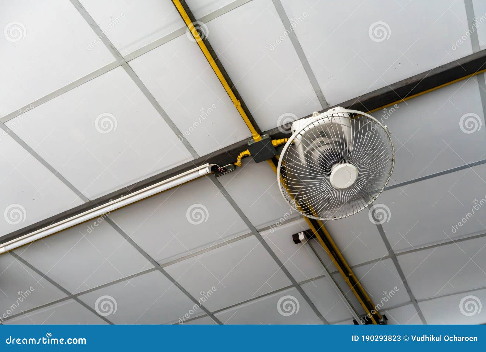 Old and Dusty Fan Hanging on Ceiling in Building or House Stock Image ...