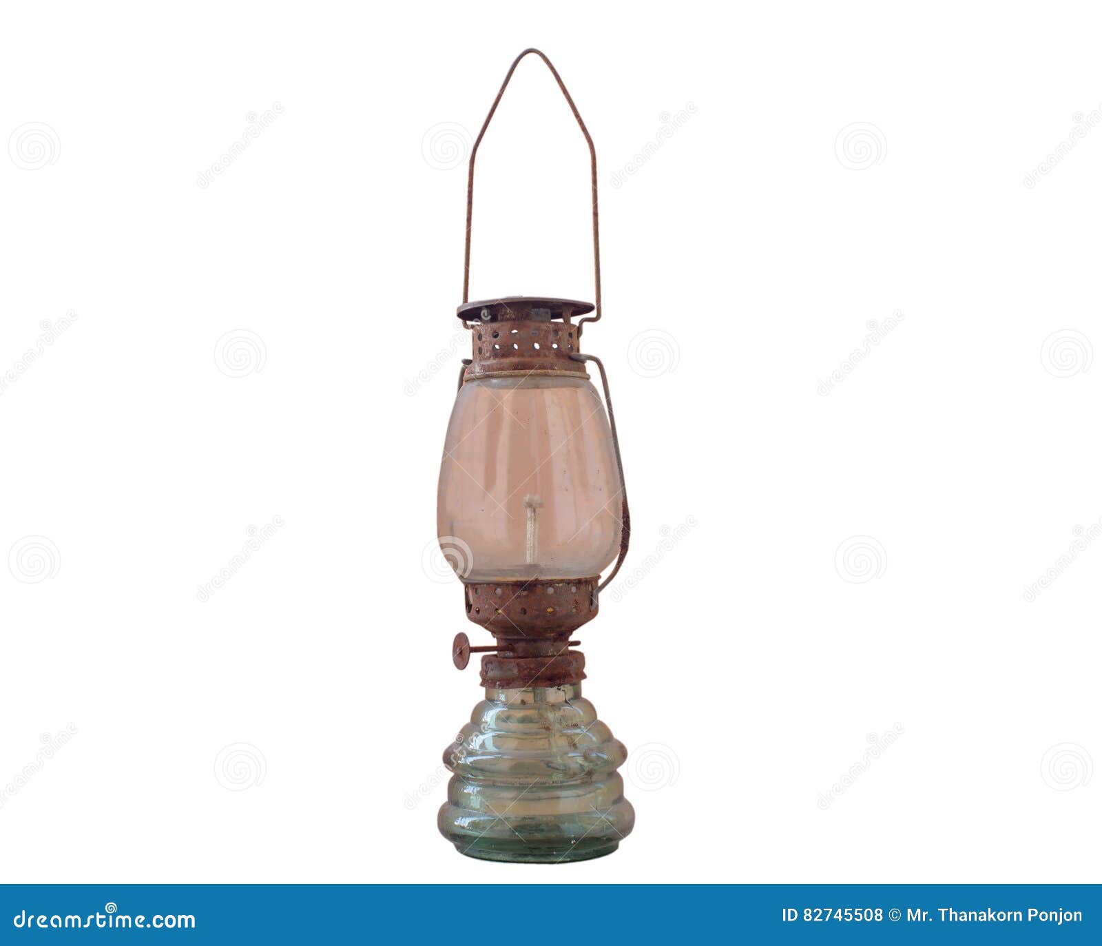 Old Dusty Rusty Oil Lamp Isolated on White. Stock Photo - Image of ...