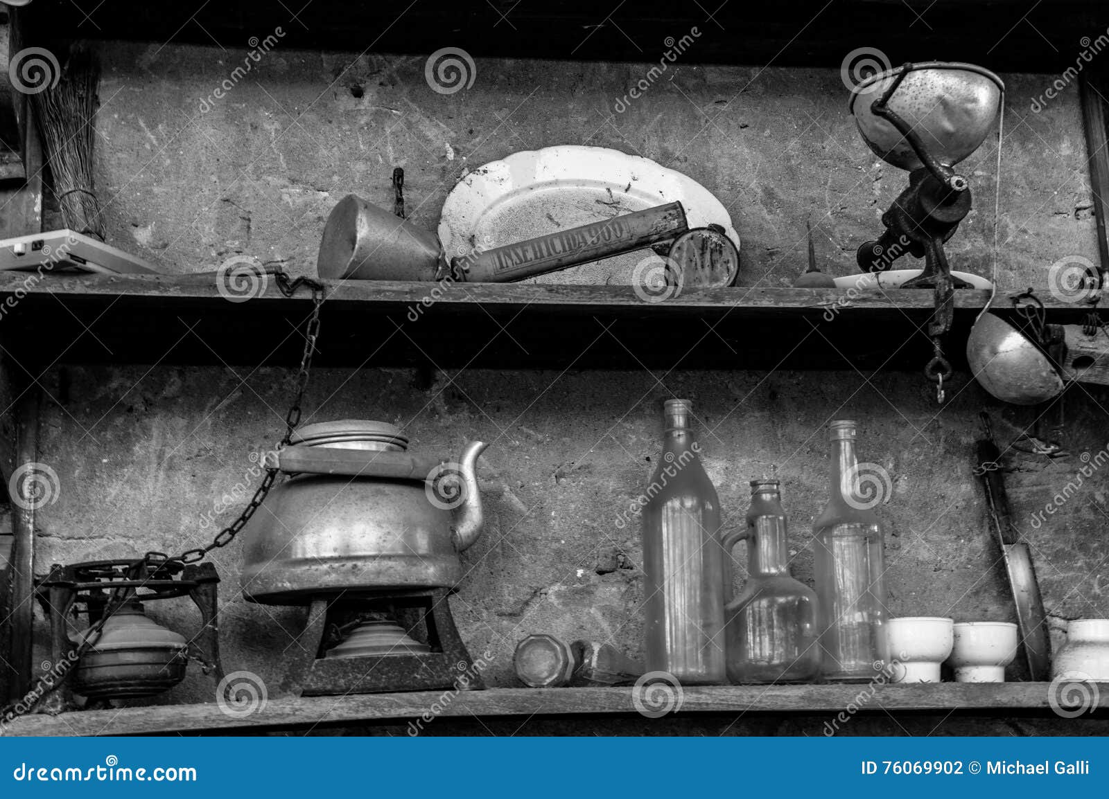 Old dusty shelf stock photo. Image of italian, monochrome - 76069902