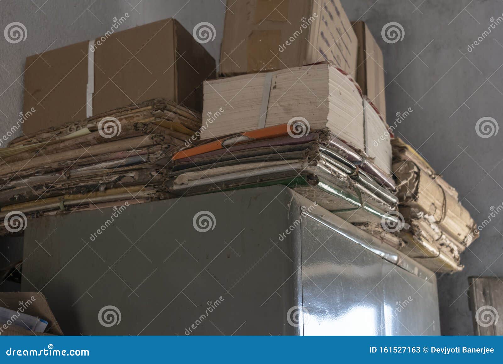 Old Dusty Stack of Papers, Files, Documents on the Shelves of the ...
