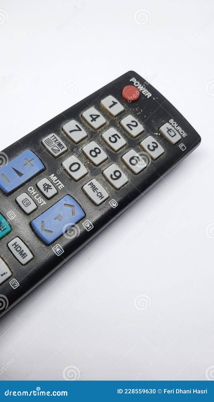 Old and Dusty Tv Remote Controller Isolated on White Background. Stock ...