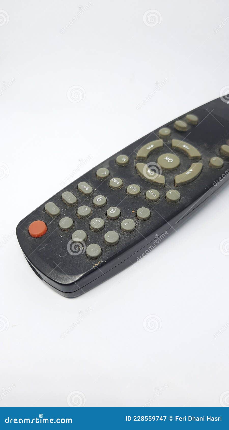 Old and Dusty Tv Remote Controller Isolated on White Background Stock ...
