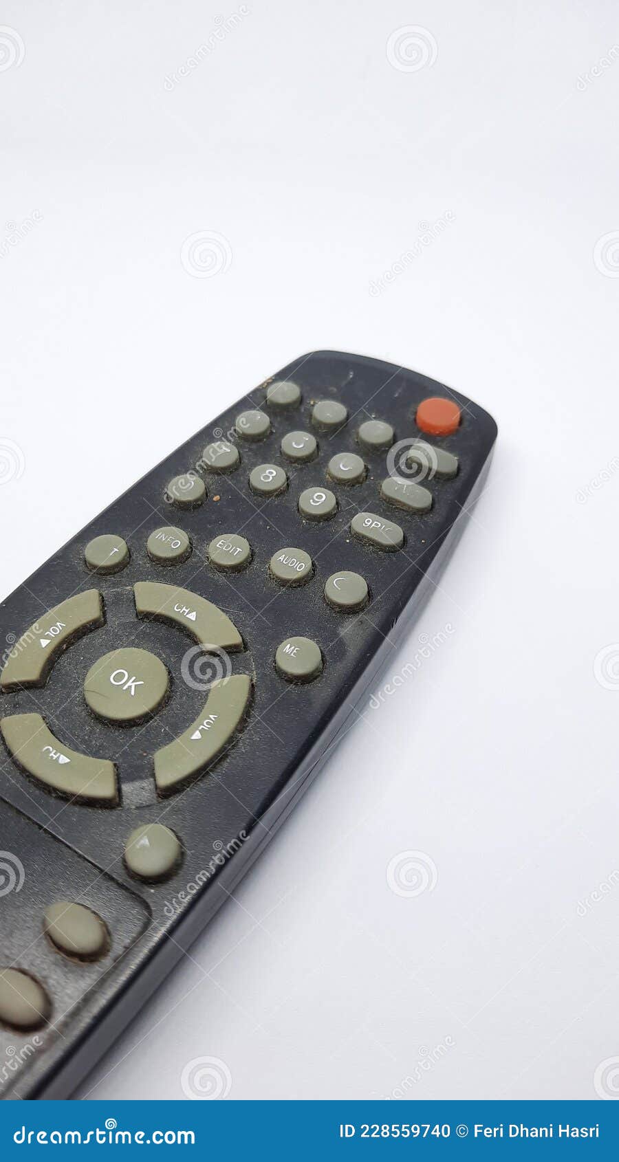 Old and Dusty Tv Remote Controller Isolated on White Background Stock ...