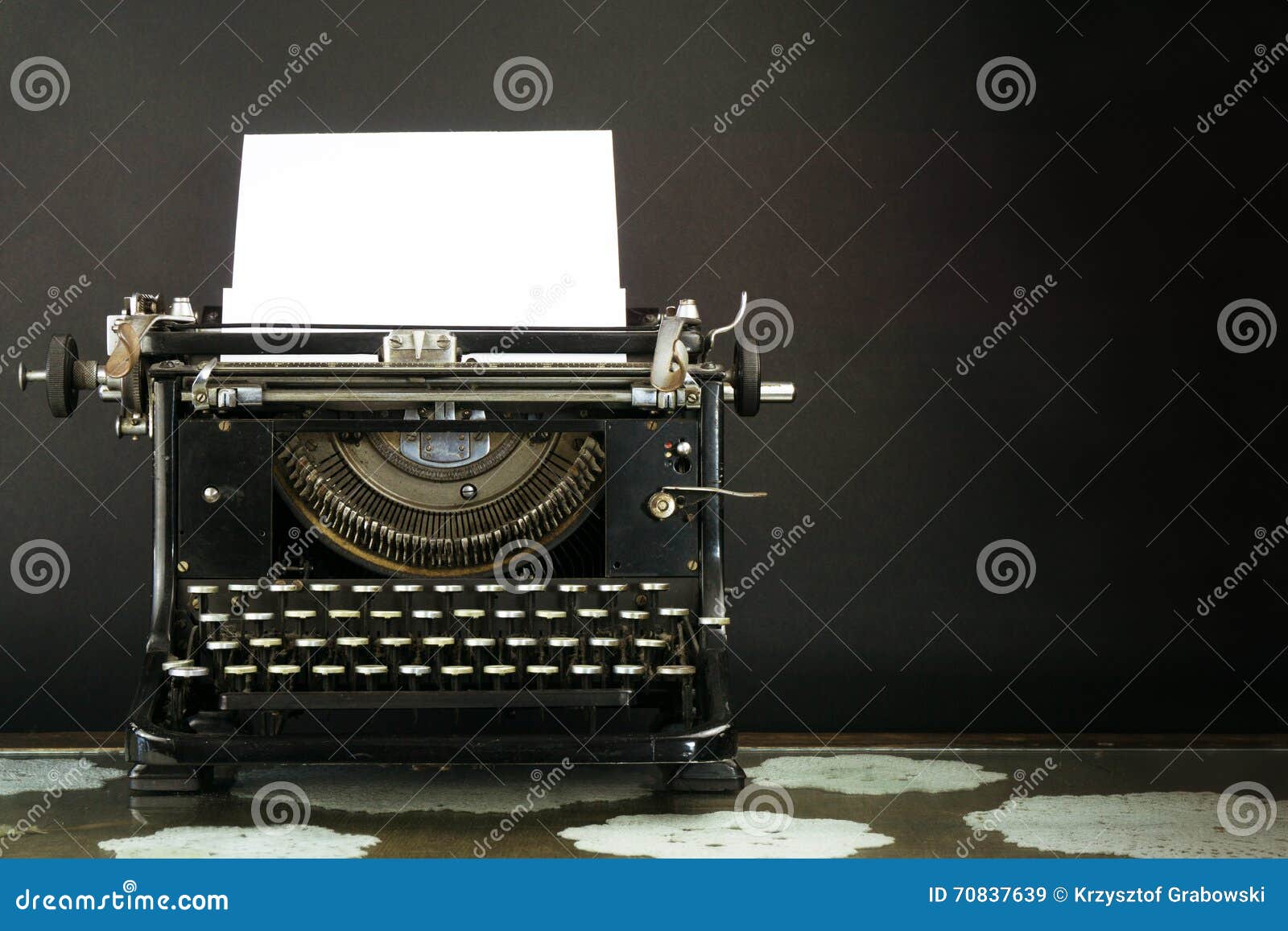Old and Dusty Typewriter on Black Background Stock Image - Image of ...