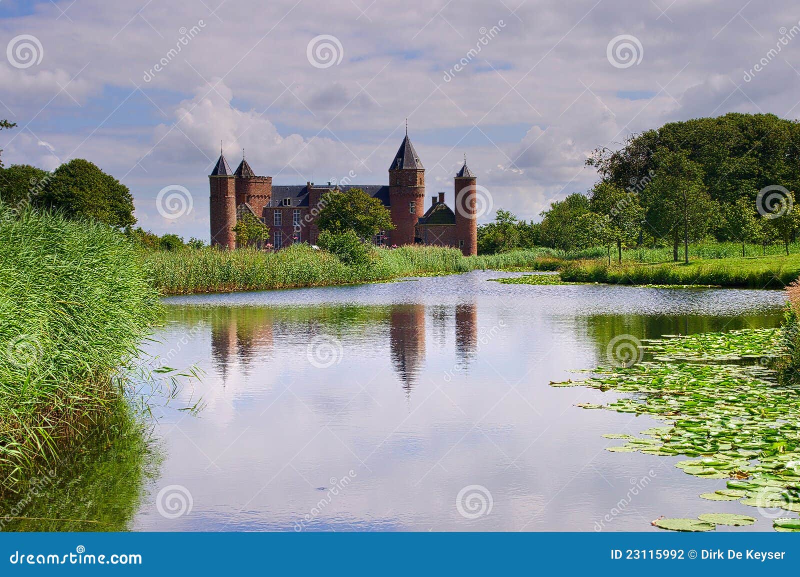 Old Dutch Castle in Domburg, Holland Stock Photo - Image of lake ...