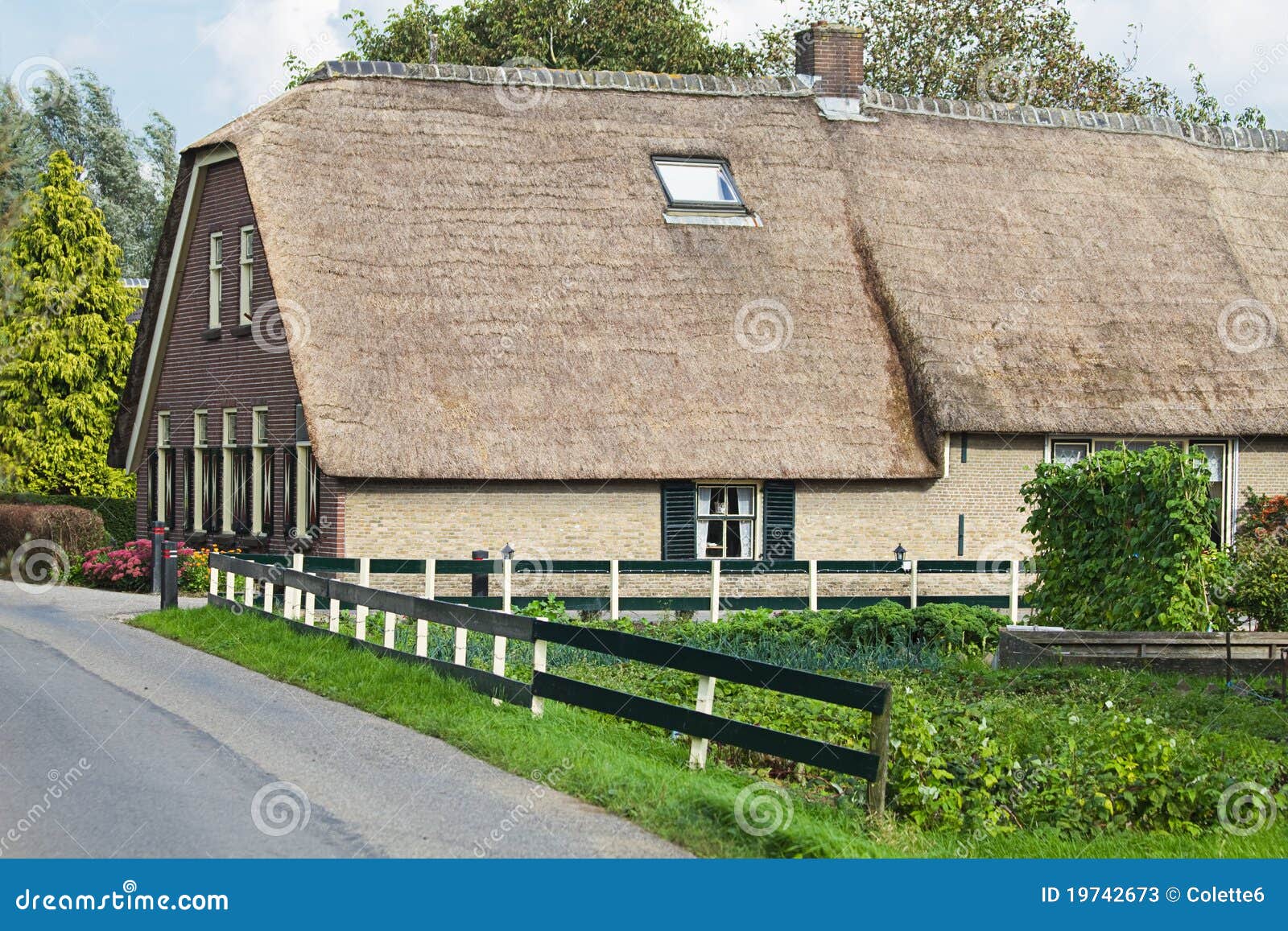 Old Dutch Farm with Grocery Garden Stock Image - Image of road ...