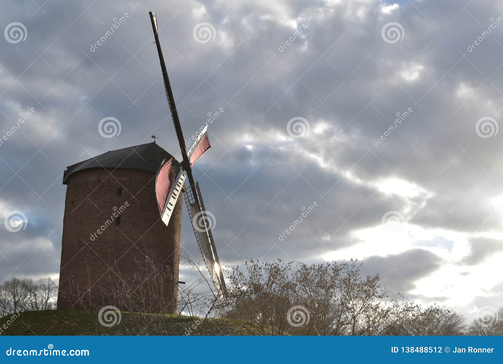 Old Dutch mill 19 stock photo. Image of trees, hill - 138488512