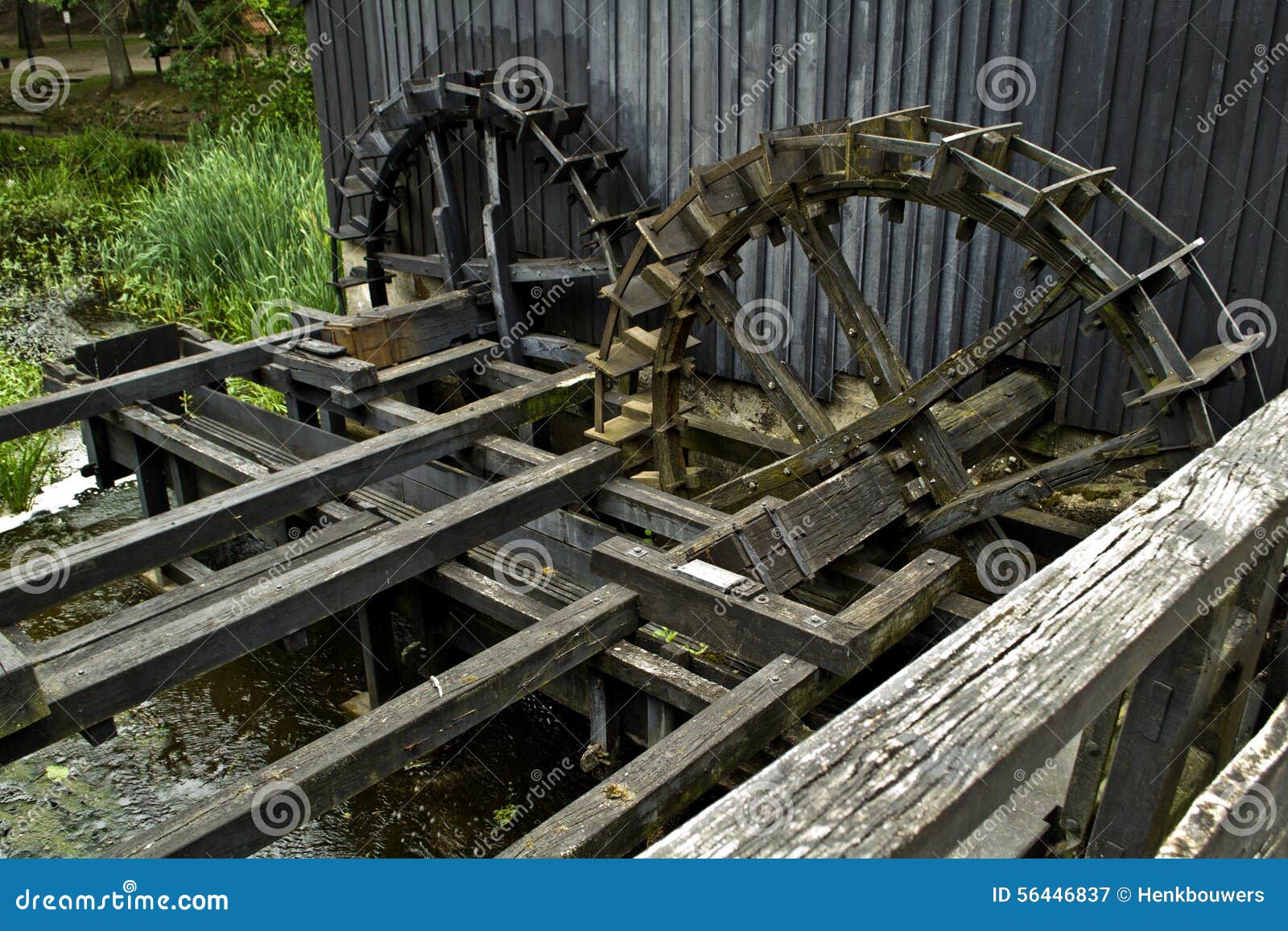 Old Dutch Water (twin)mill (wheel) Stock Image - Image of streaming ...