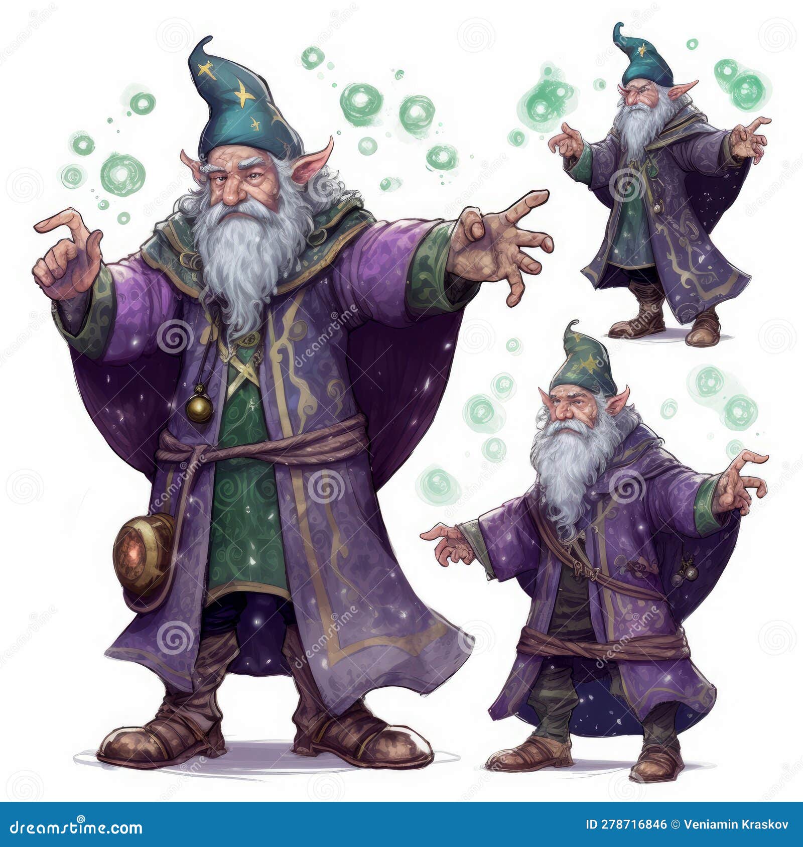 An Old Dwarf with Short Curly Green Hair Stock Illustration ...