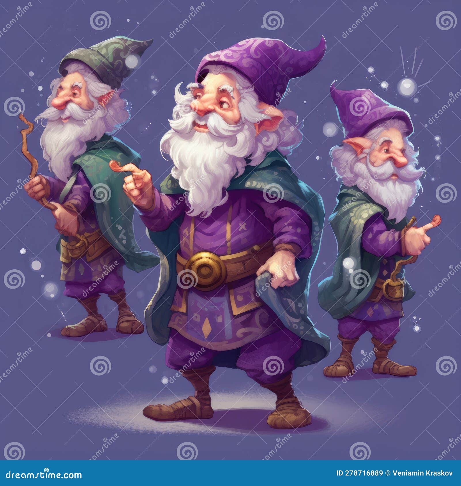 An Old Dwarf with Short Curly Green Hair Stock Illustration ...