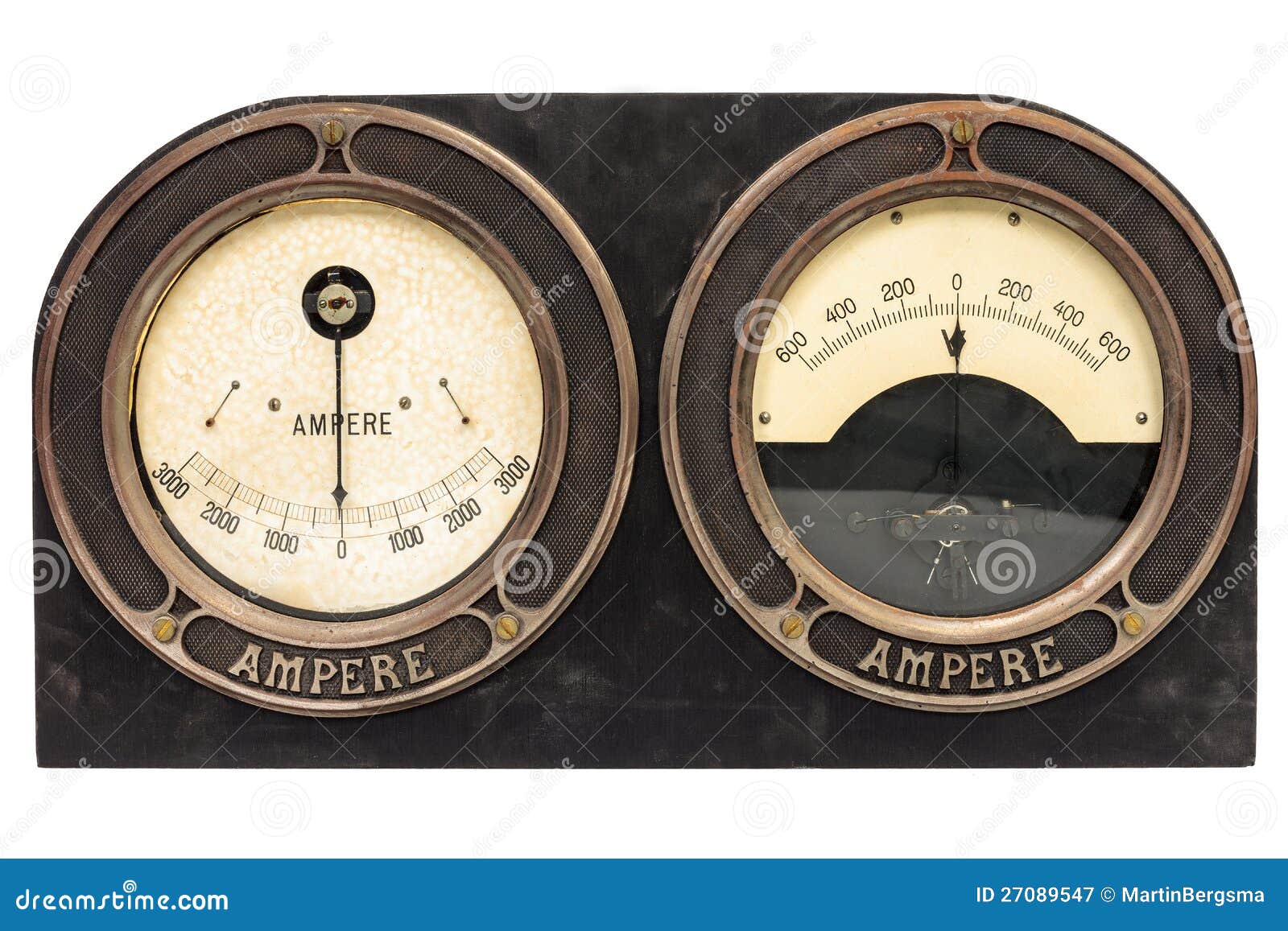 Old Early Twentieth Century Double Ampere Meter Stock Image - Image of ...