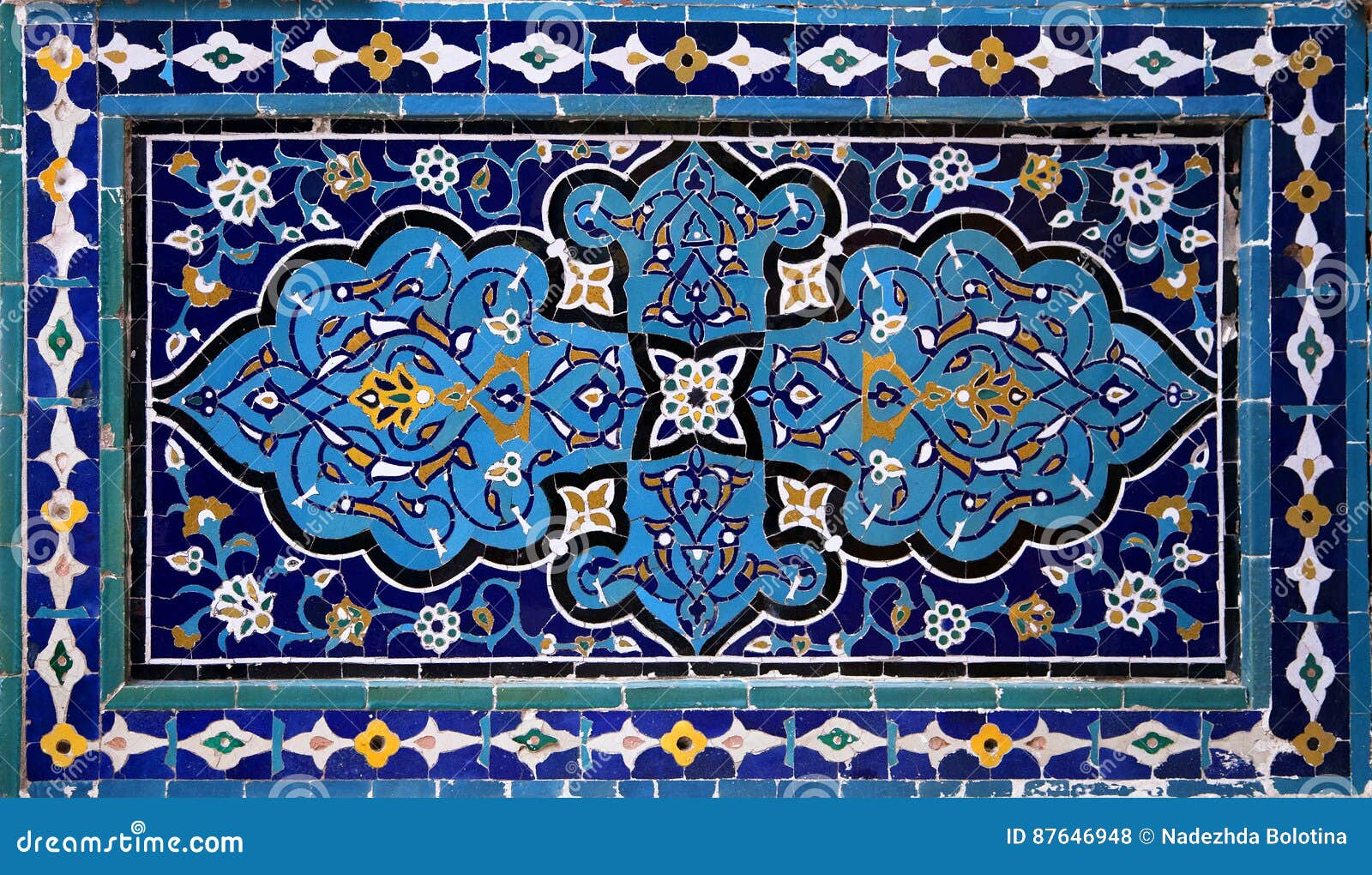 Old Eastern Mosaic on the Wall, Uzbekistan Stock Photo - Image of ...
